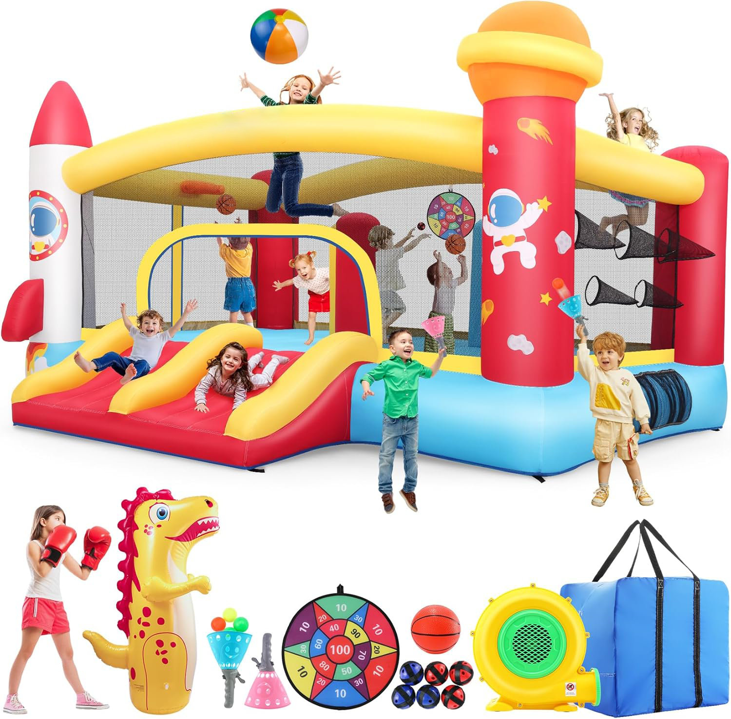 Himimi Inflatable Bounce House For Big Kids 3-12 Space Rocket Theme ...