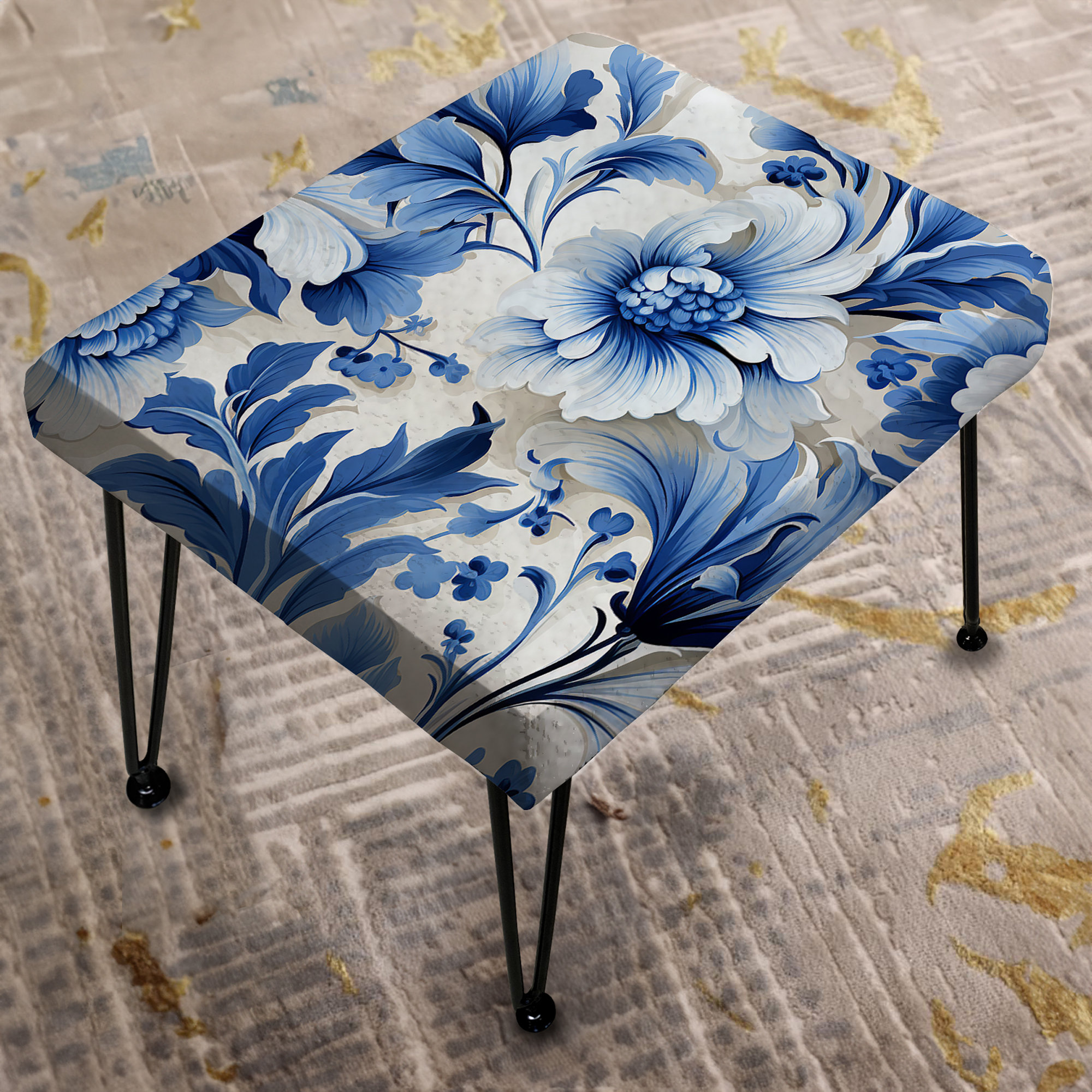 Design Art Cobalt Blue Acanthus Leaves Victorian Pattern - Floral ...