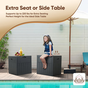 EHHLY 33 Gallon Deck Box, Small Outdoor Storage Box Waterproof ...