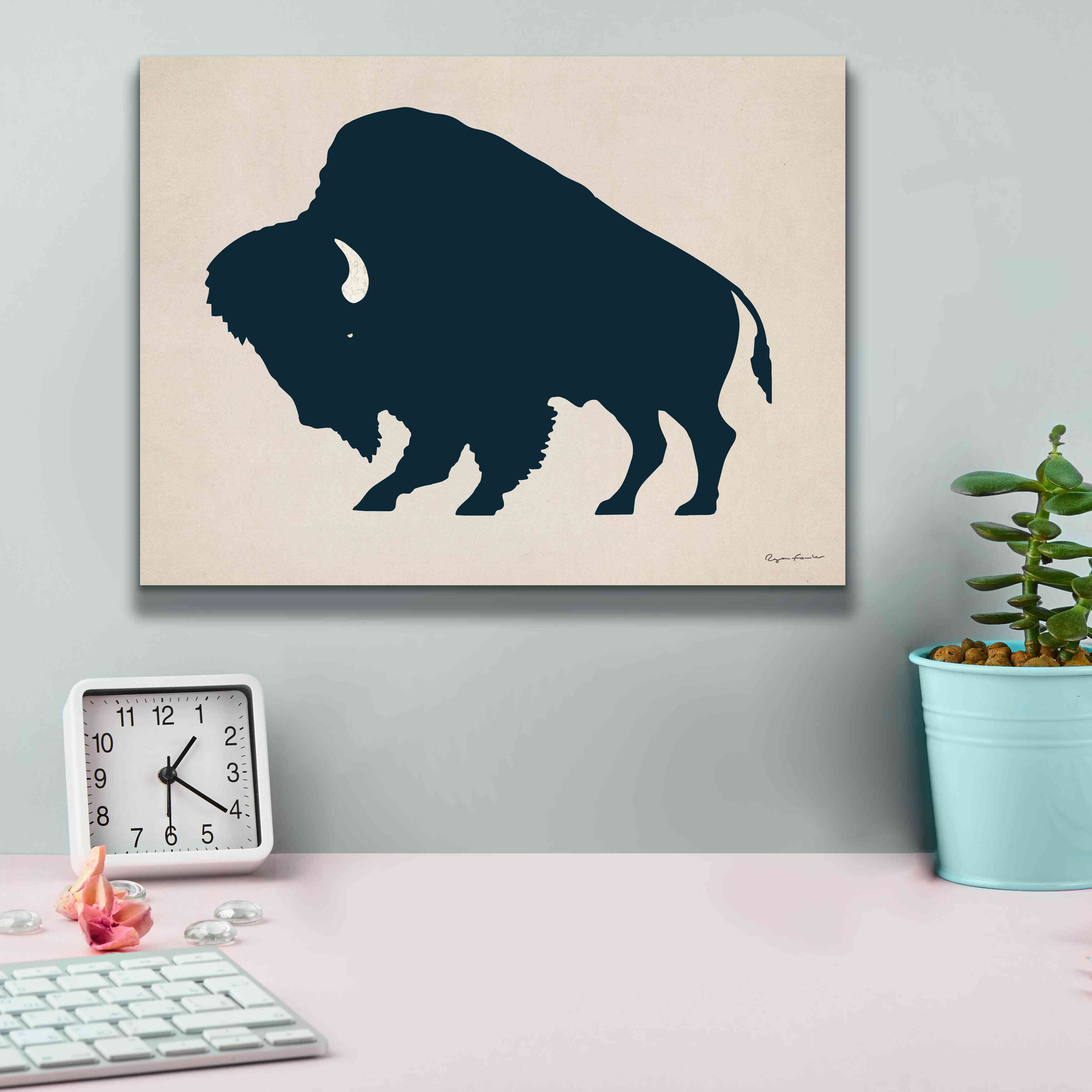 Union Rustic " Buffalo Bison I On Beige' By Ryan Fowler, Giclee Canvas ...