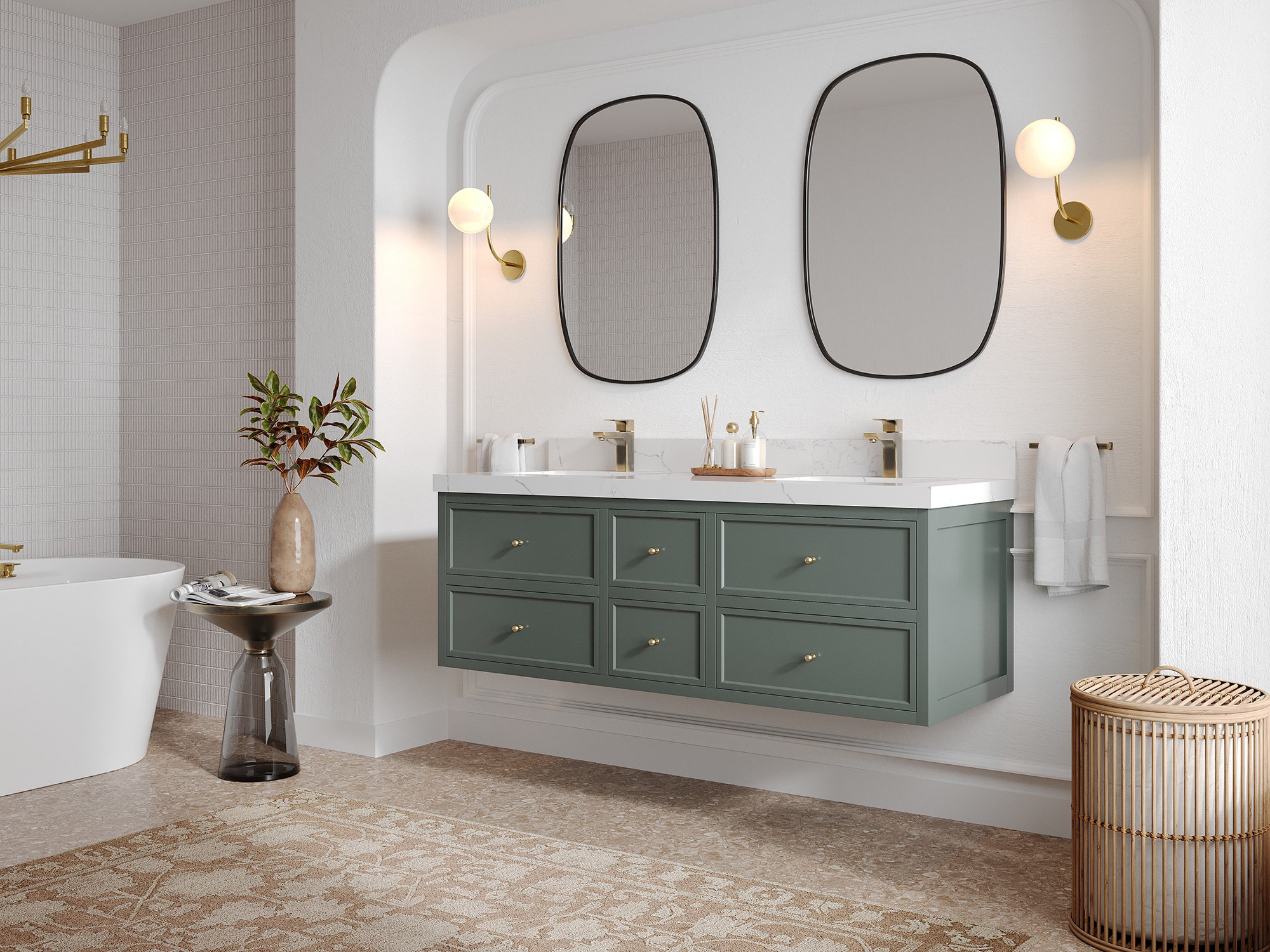 Willow Collections Roswell Floating 60'' Double Bathroom Vanity with ...