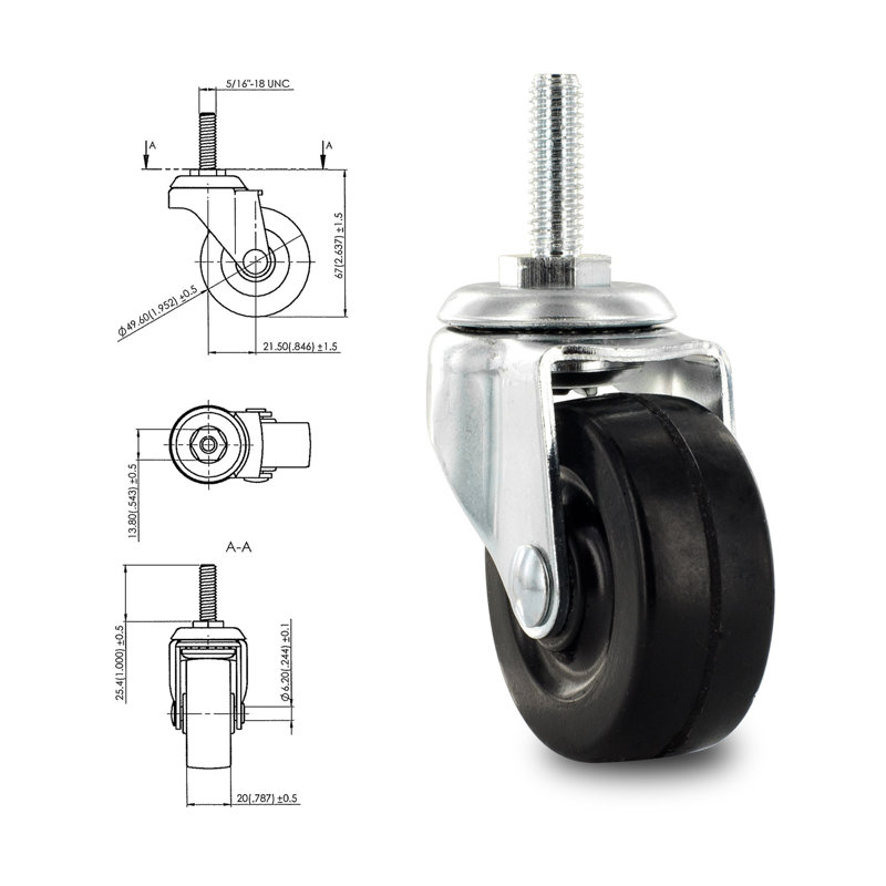Outwater 2in. Round Metal Double Star Caster Insert Without Brakes ...