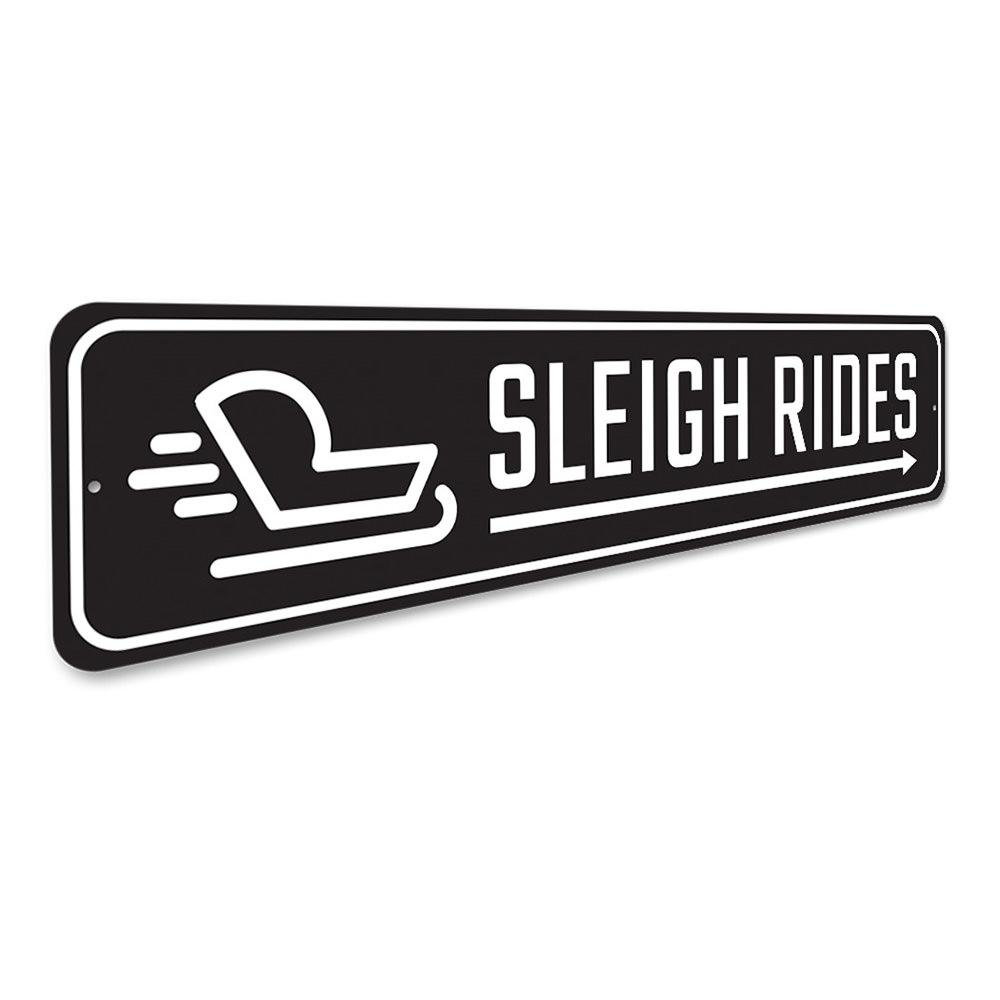 Lizton Sign Shop, Inc Sleigh Rides This Way Season Aluminum Sign | Wayfair