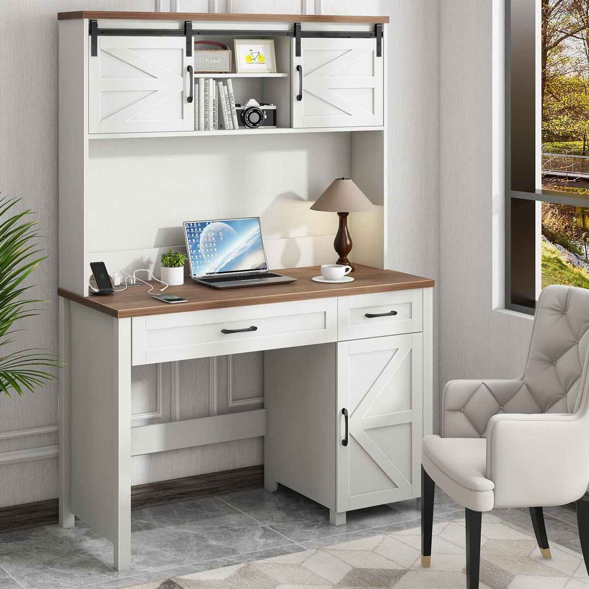 August Grove® Farmhouse 47" Desk With 3 Drawers & Reviews | Wayfair