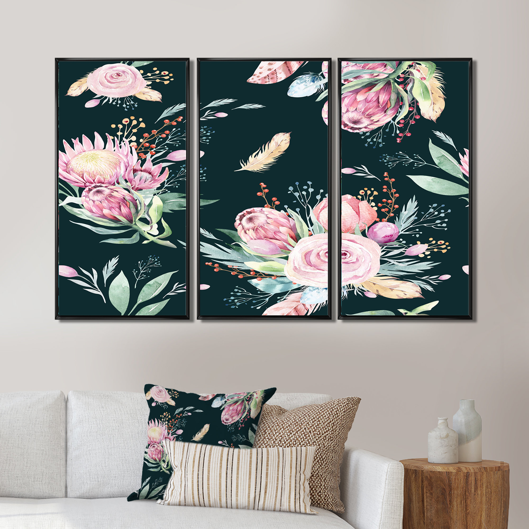 Winston Porter Bohemian Pink Roses Bouquet Ii - Traditional Framed