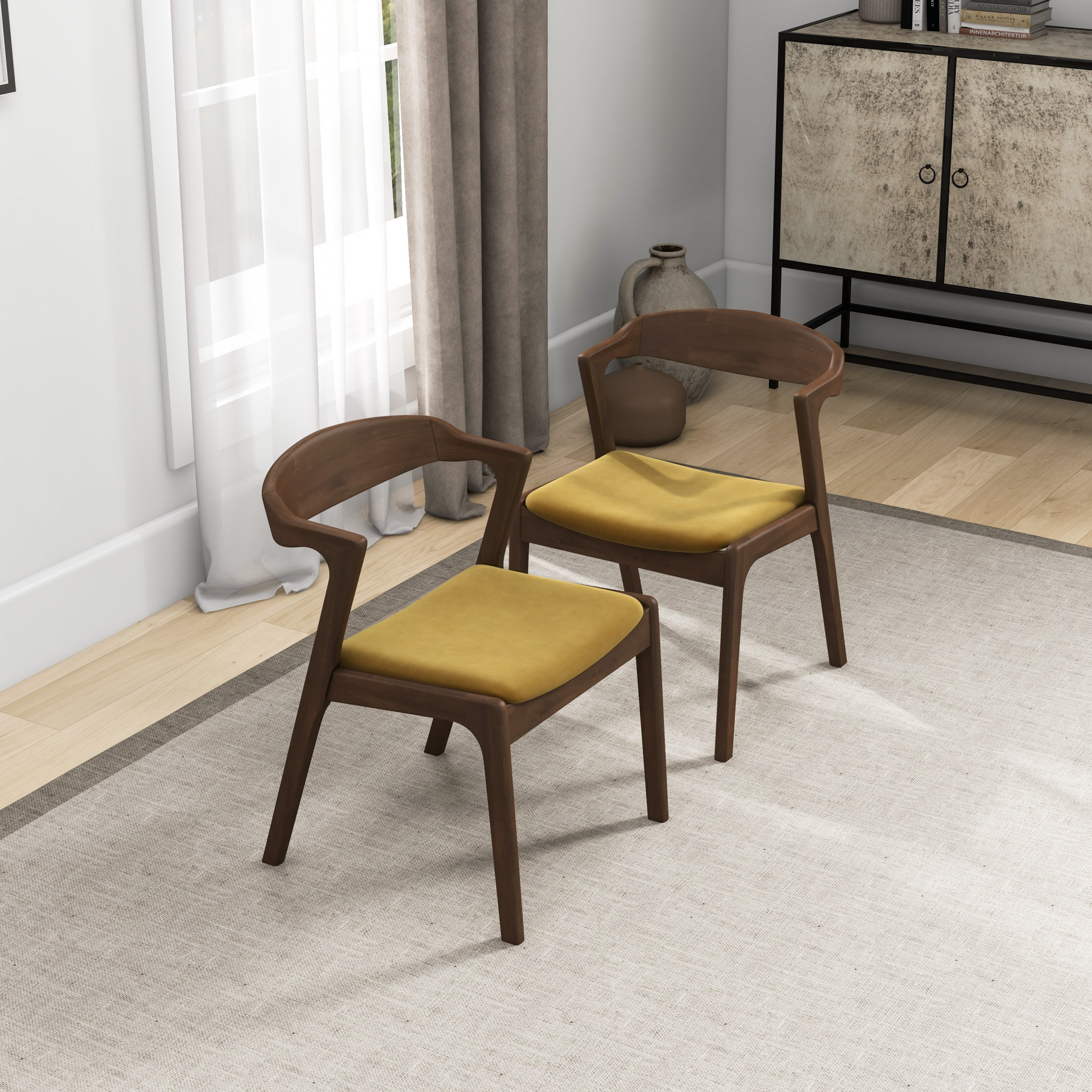 Wade Logan Artrell Mid-Century Modern Velvet Dining Chair & Reviews ...
