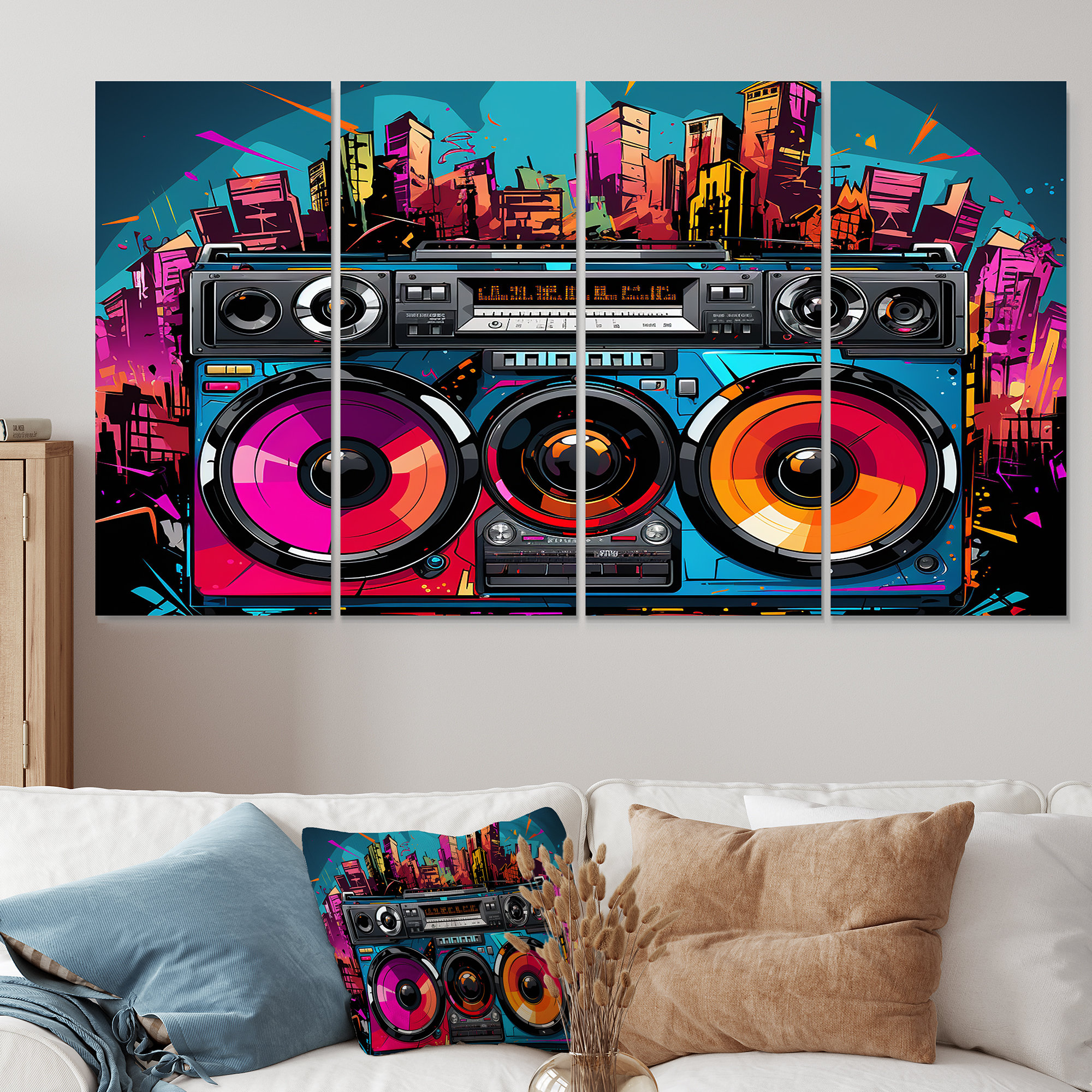 Latitude Run® Pop Art Vibrant Boom Box Music - Turntables & Boom Boxes ...