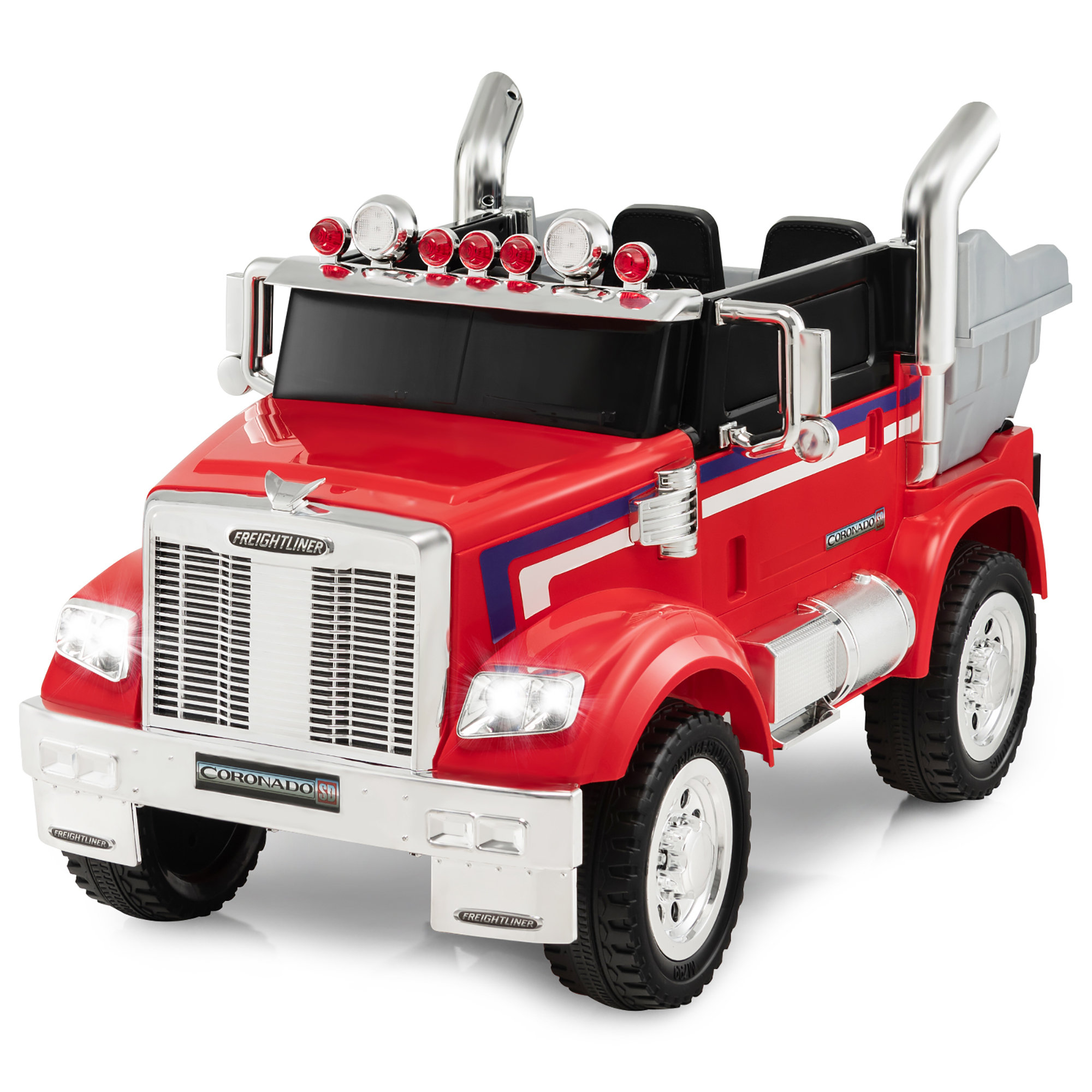 Costway Licensed Freightliner Kids Ride On Truck Car Rc W/ Dump Box ...