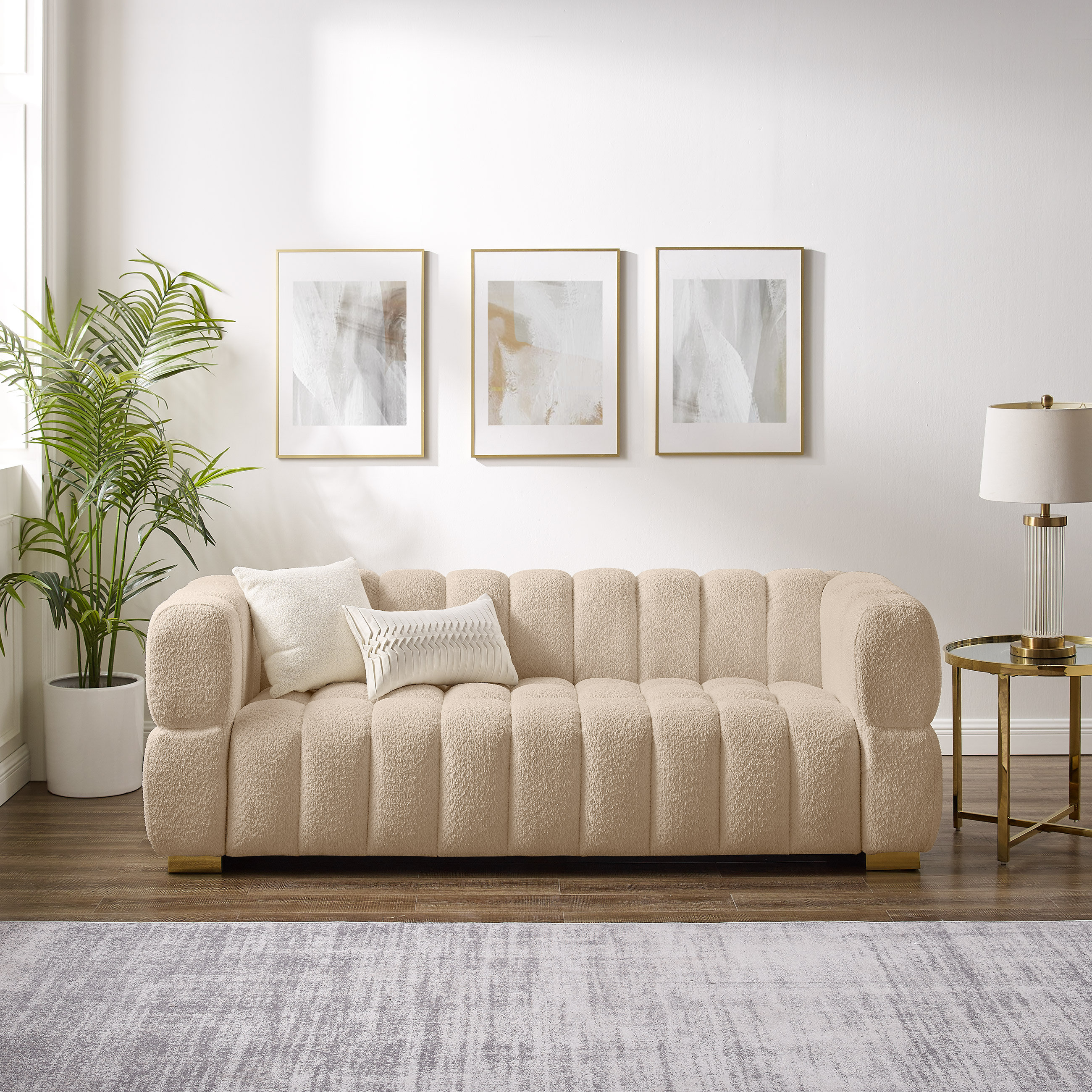 Mercer41 Marceil Elegant Waffle Shape Sofa, Modern Comfortable Couch ...