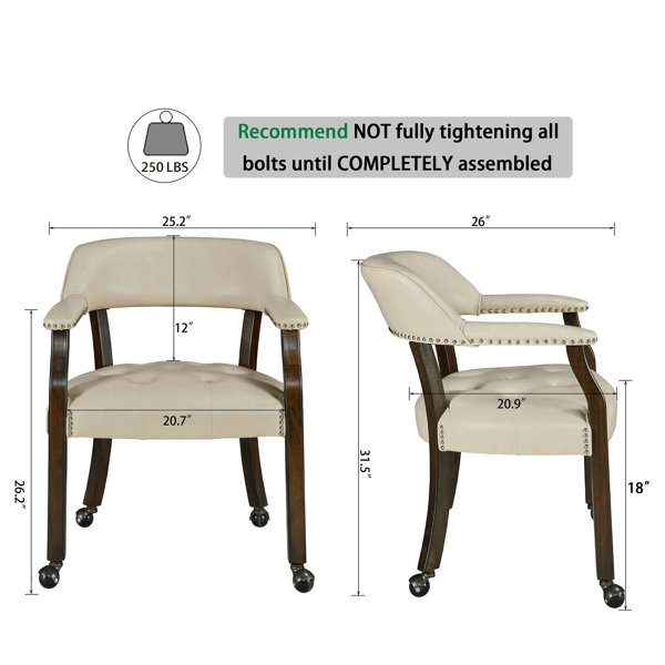 Red Barrel Studio® Porker Tufted Sponge Dining Chairs with Casters ...