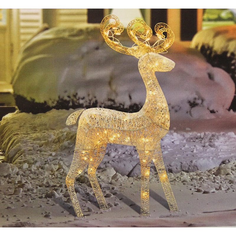 Northlight Seasonal 48" White Lighted Standing Buck Outdoor Christmas ...