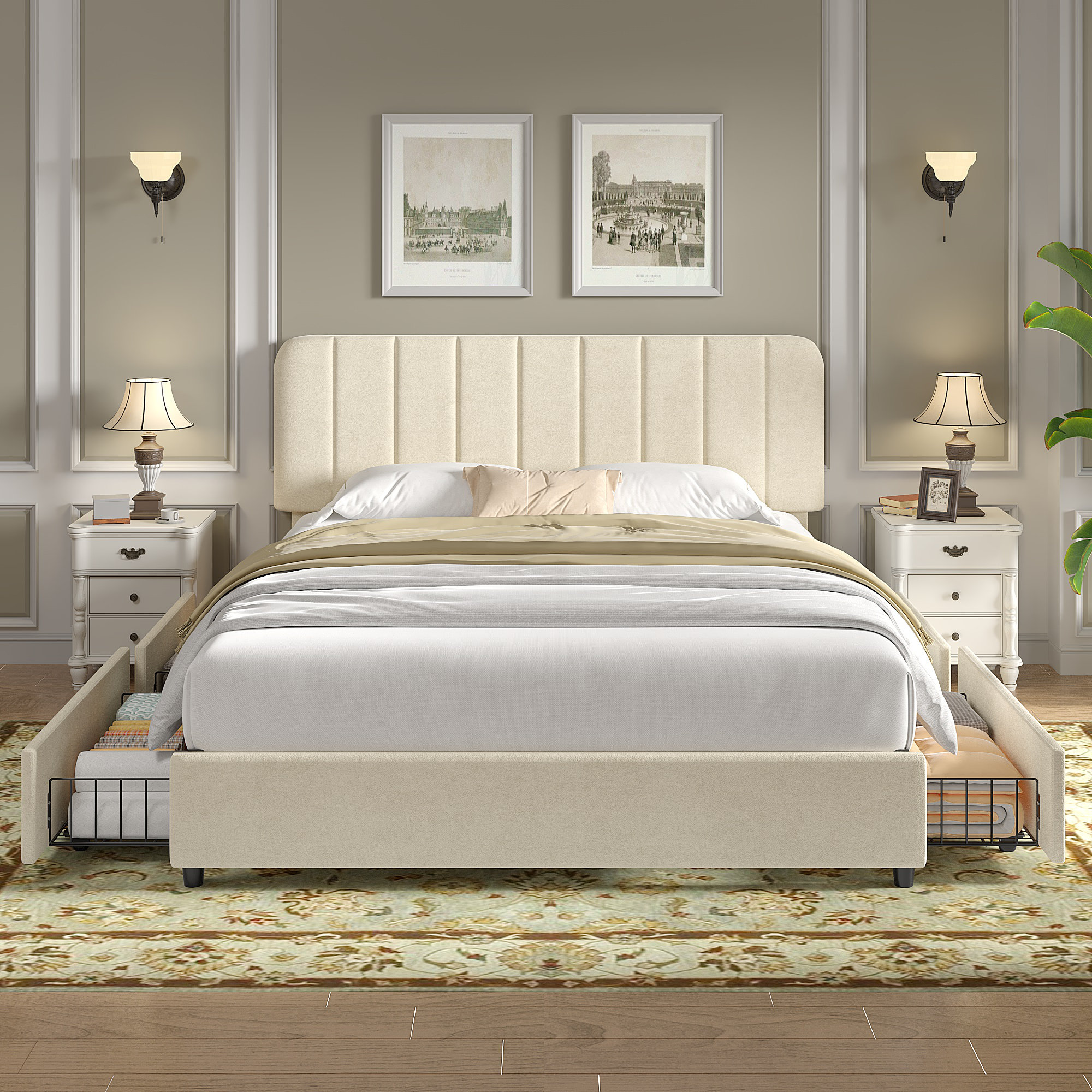 Latitude Run Double Size Upholstered Beds, Modern Platform Bed Frame ...