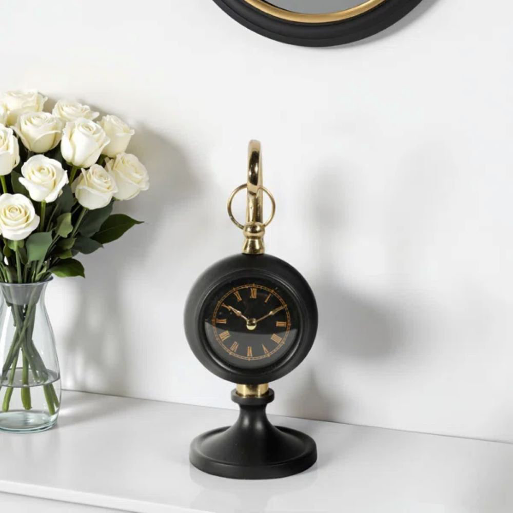 House of Hampton Sgebrook Home 8" Avignon Gold And Black Desk Clock ...