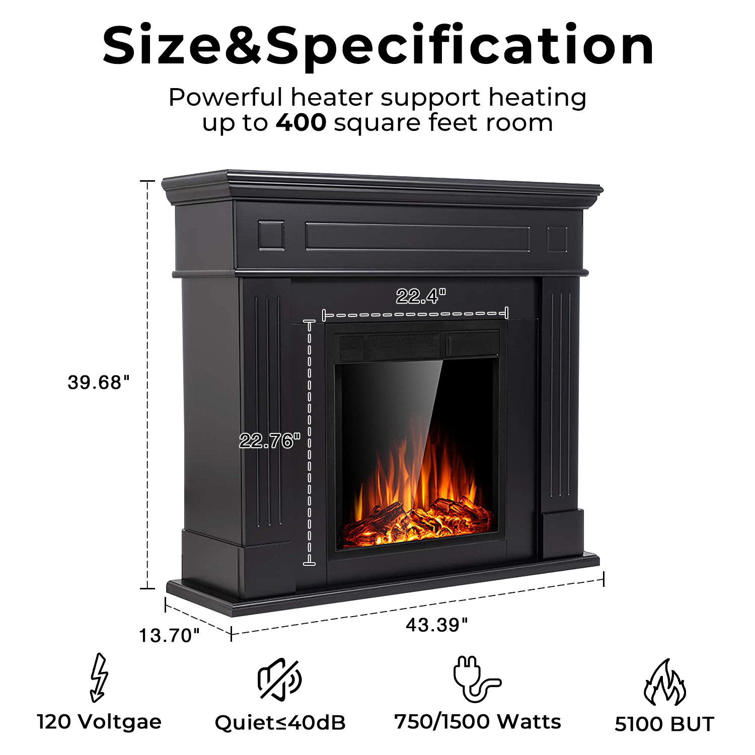 Winston Porter Tarijah 43" 1500W Electric Fireplace Mantel W/ Realistic ...
