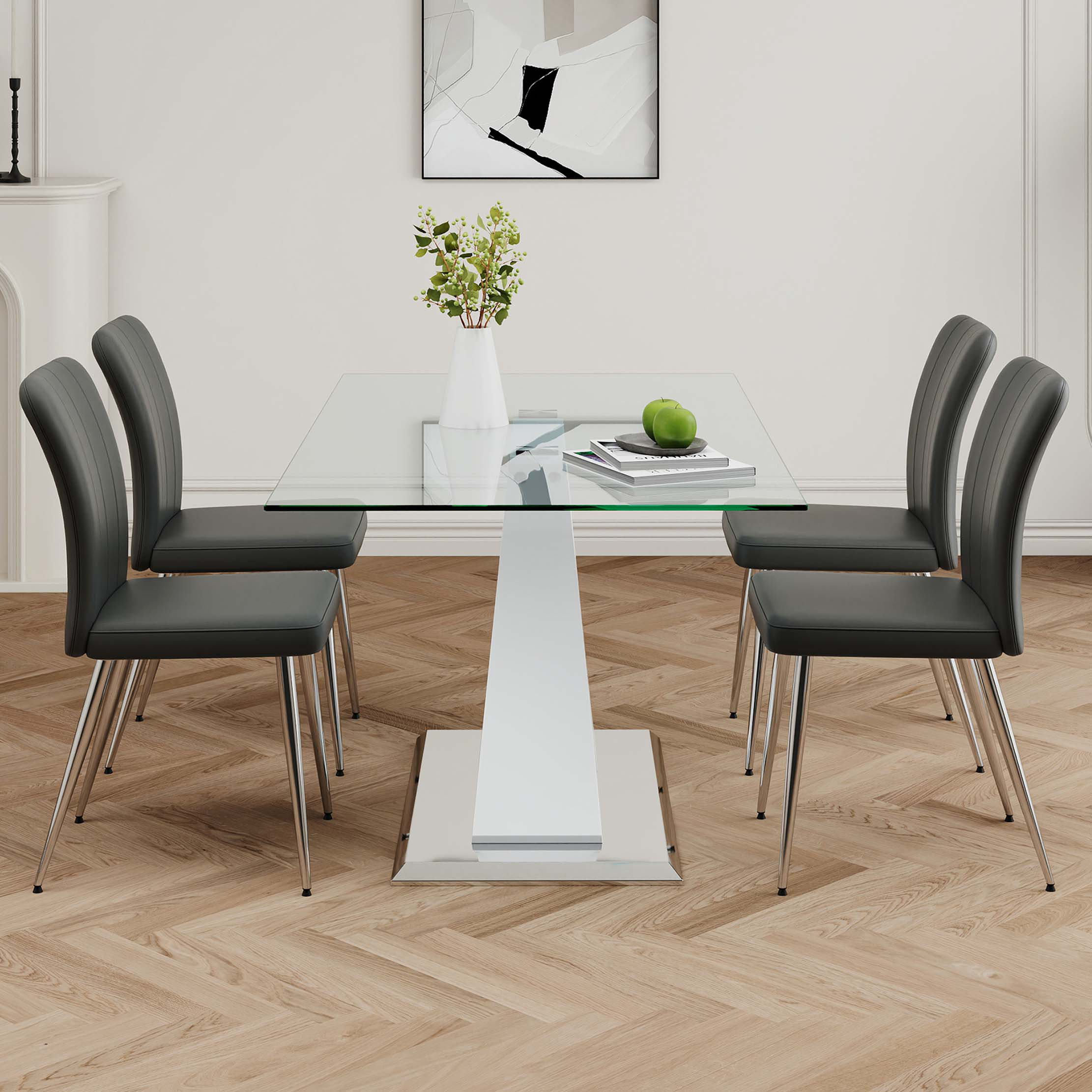 Ivy Bronx Modern Style Glass Table, Elegant Design, Durable Support ...