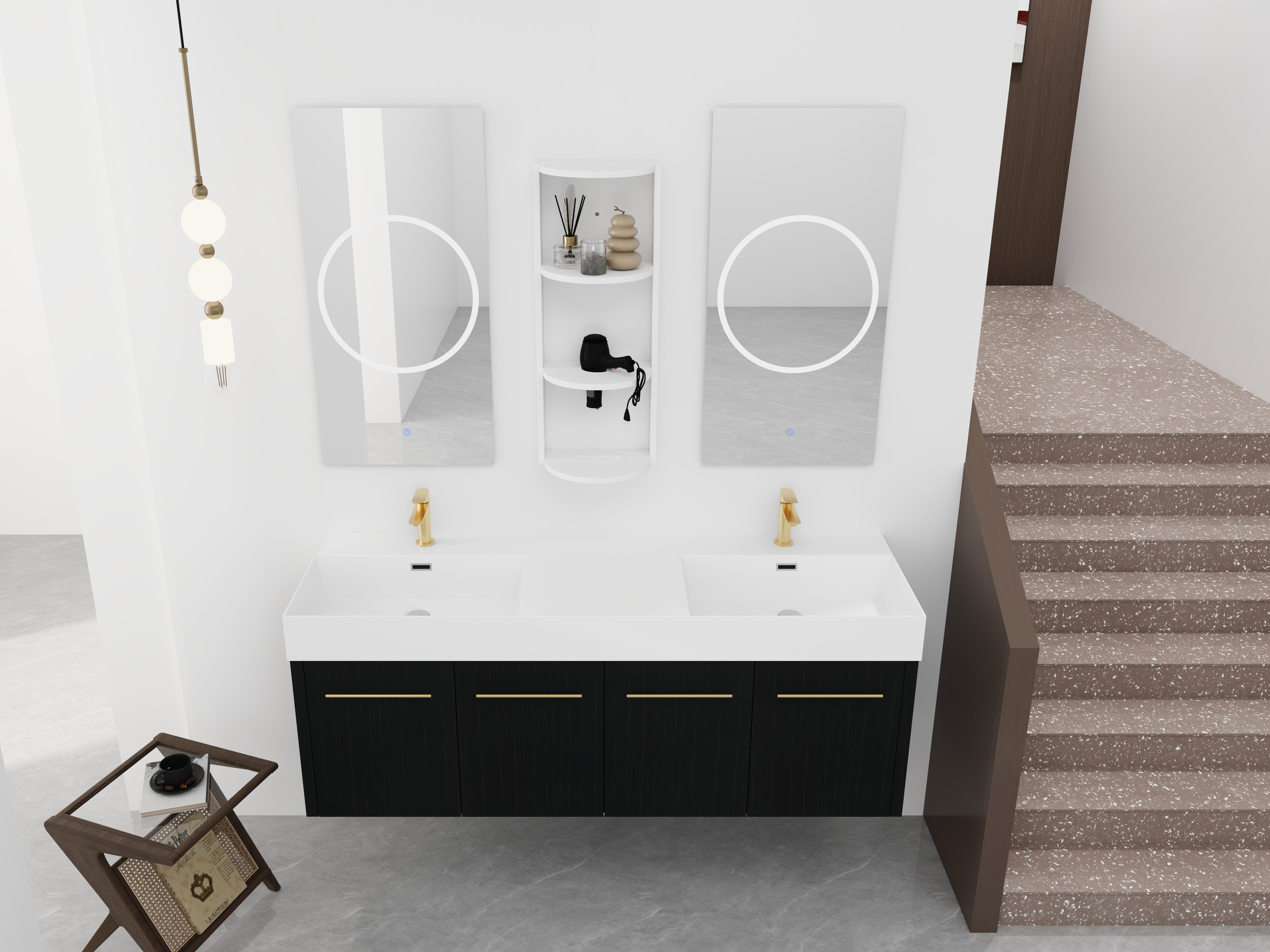 Hokku Designs 60 Inch Wall-Mounted Bathroom Vanity With Sink And ...