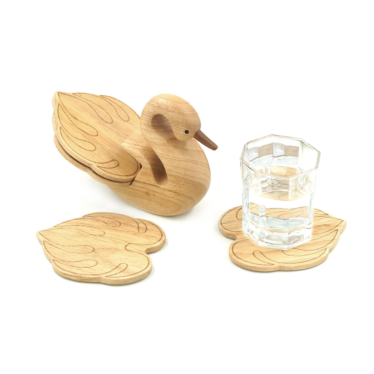 Rebrilliant 5 Piece Goose Wooden Coaster Holder Set | Wayfair