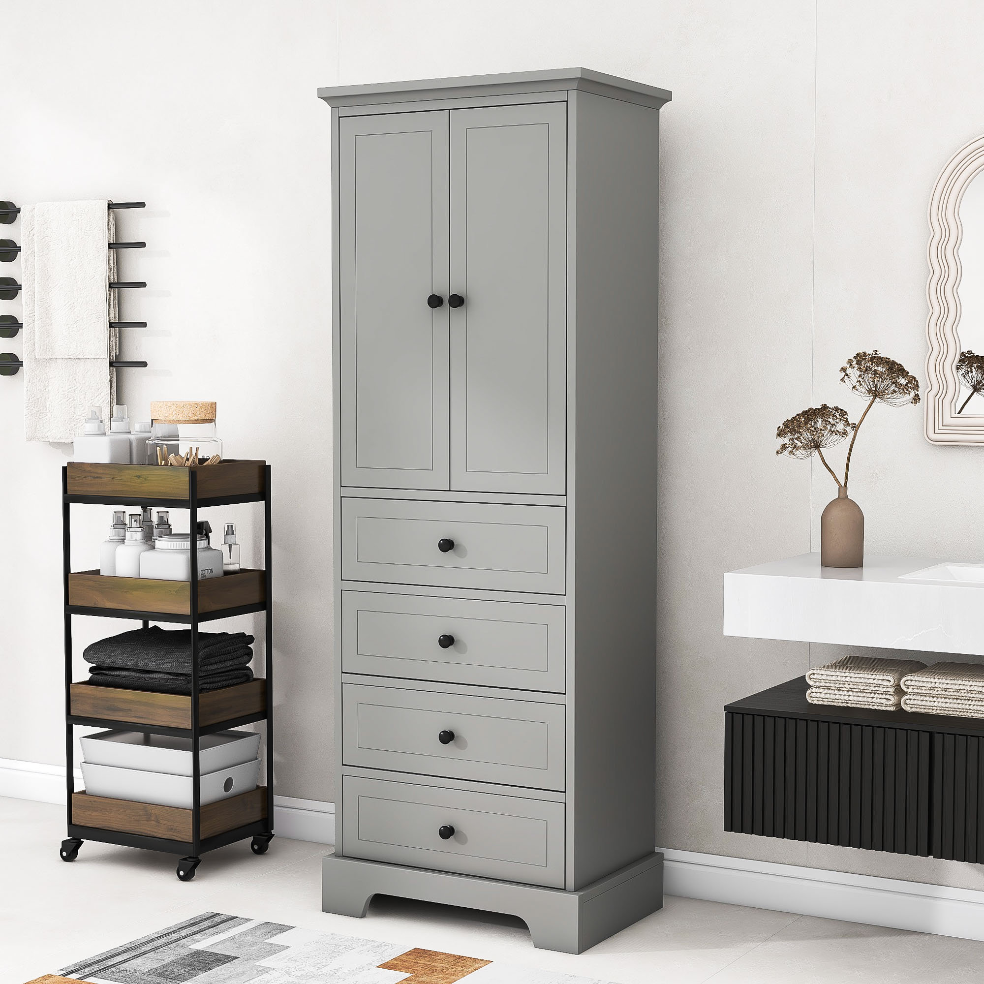 Wildon Home® Elliauna Freestanding Bathroom Storage, Storage Cabinet ...