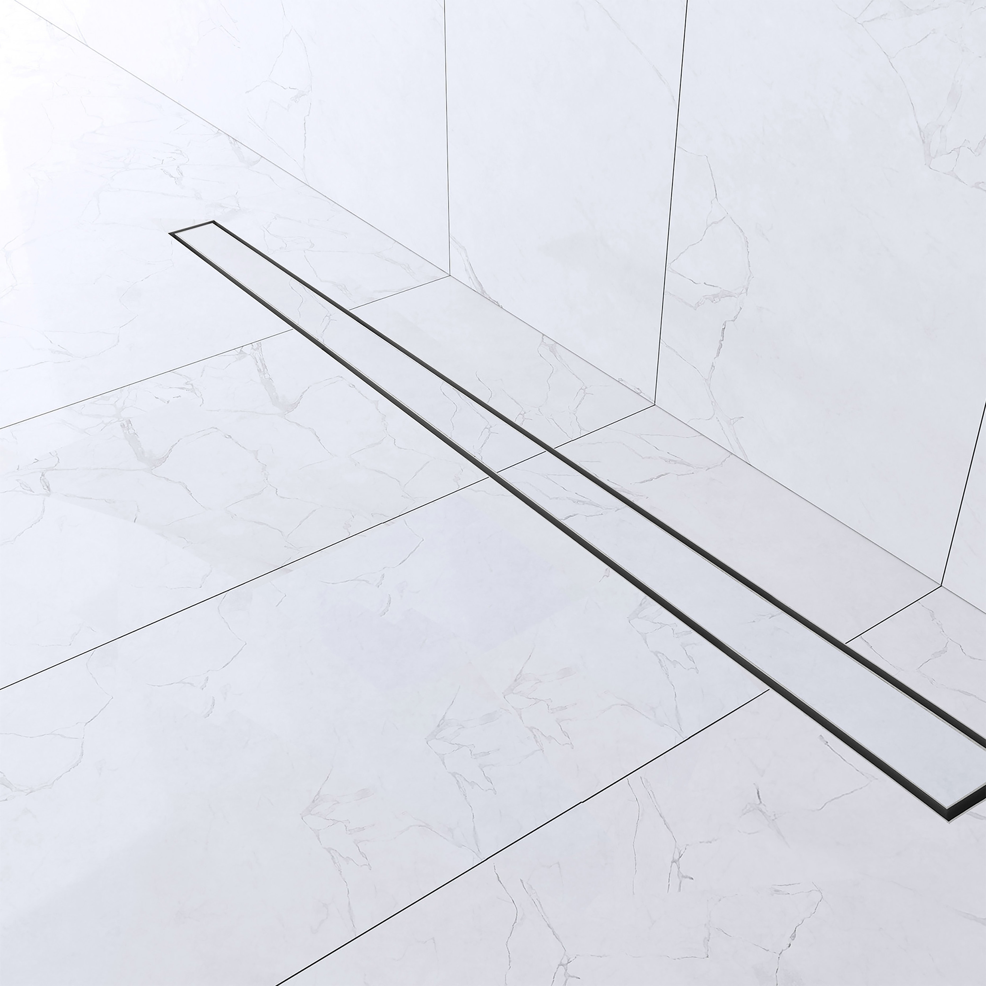 HYDROWARE 48" Linear Tile-in Shower Drain with Hair Strainer & Lifting ...