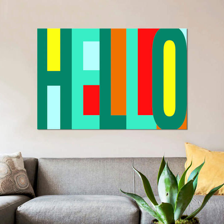 East Urban Home 'Hello' Graphic Art Print on Canvas | Wayfair