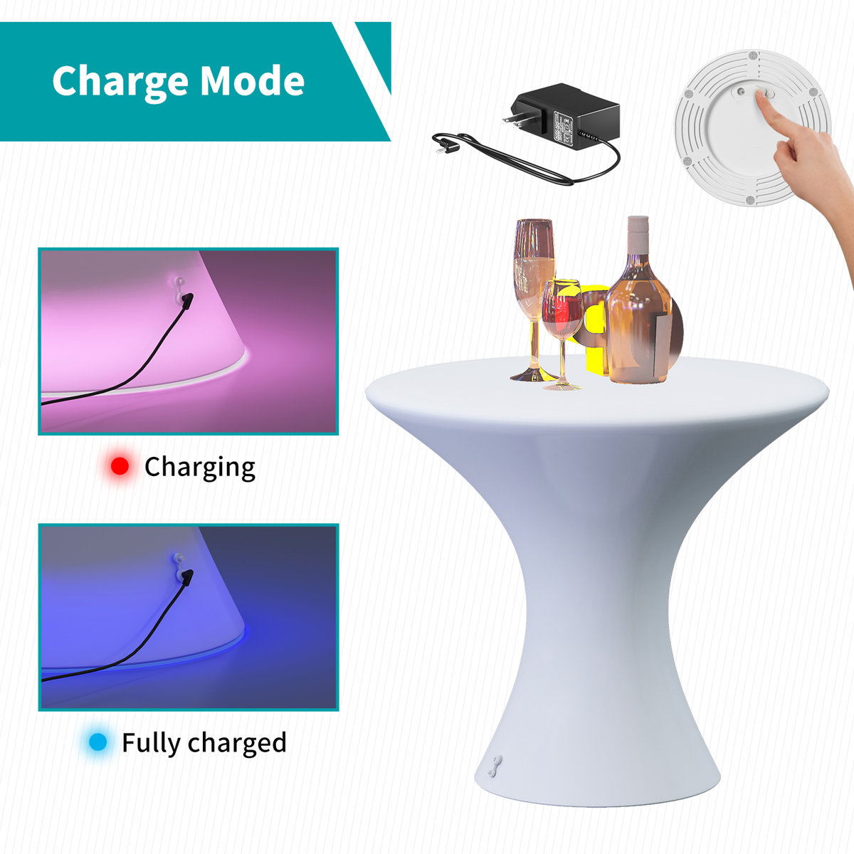 Wrought Studio™ Led Light Up Bar Table, 16 Rgb Colors Changing Light ...