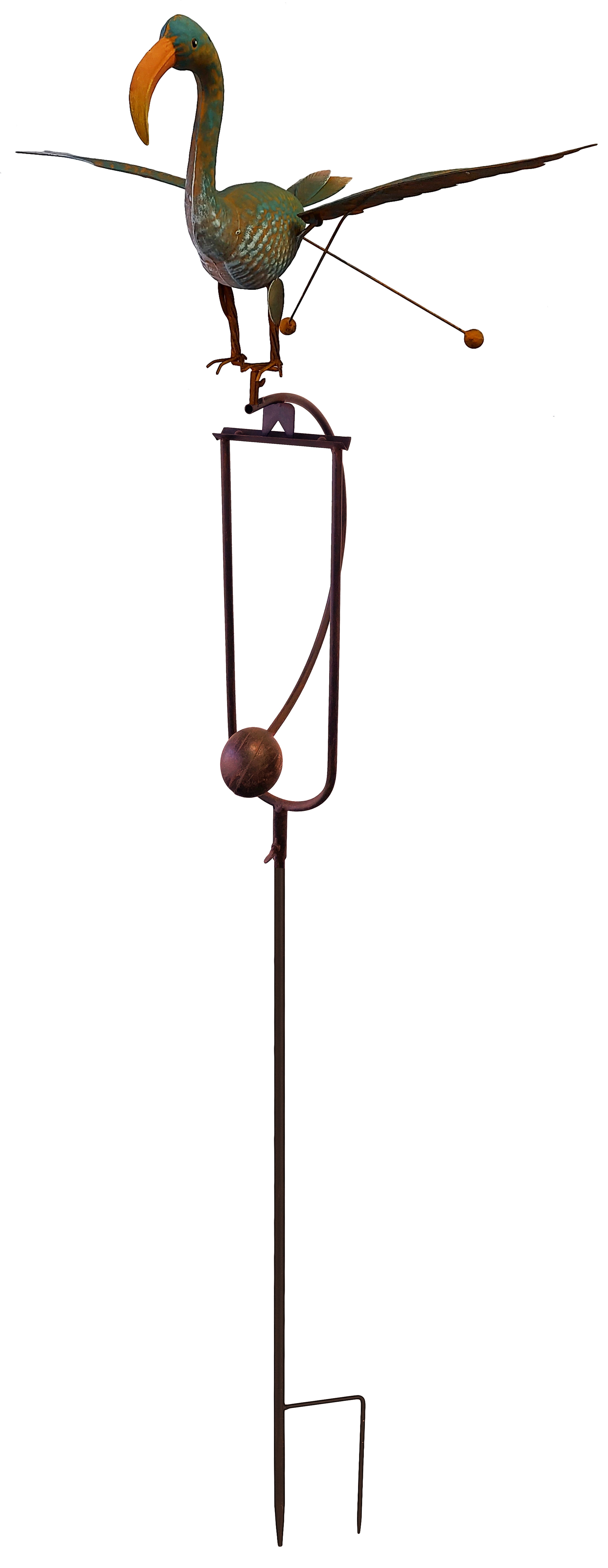 Arlmont & Co. Rustic Metal Heron Bird Outdoor Rocker Balancing Garden ...