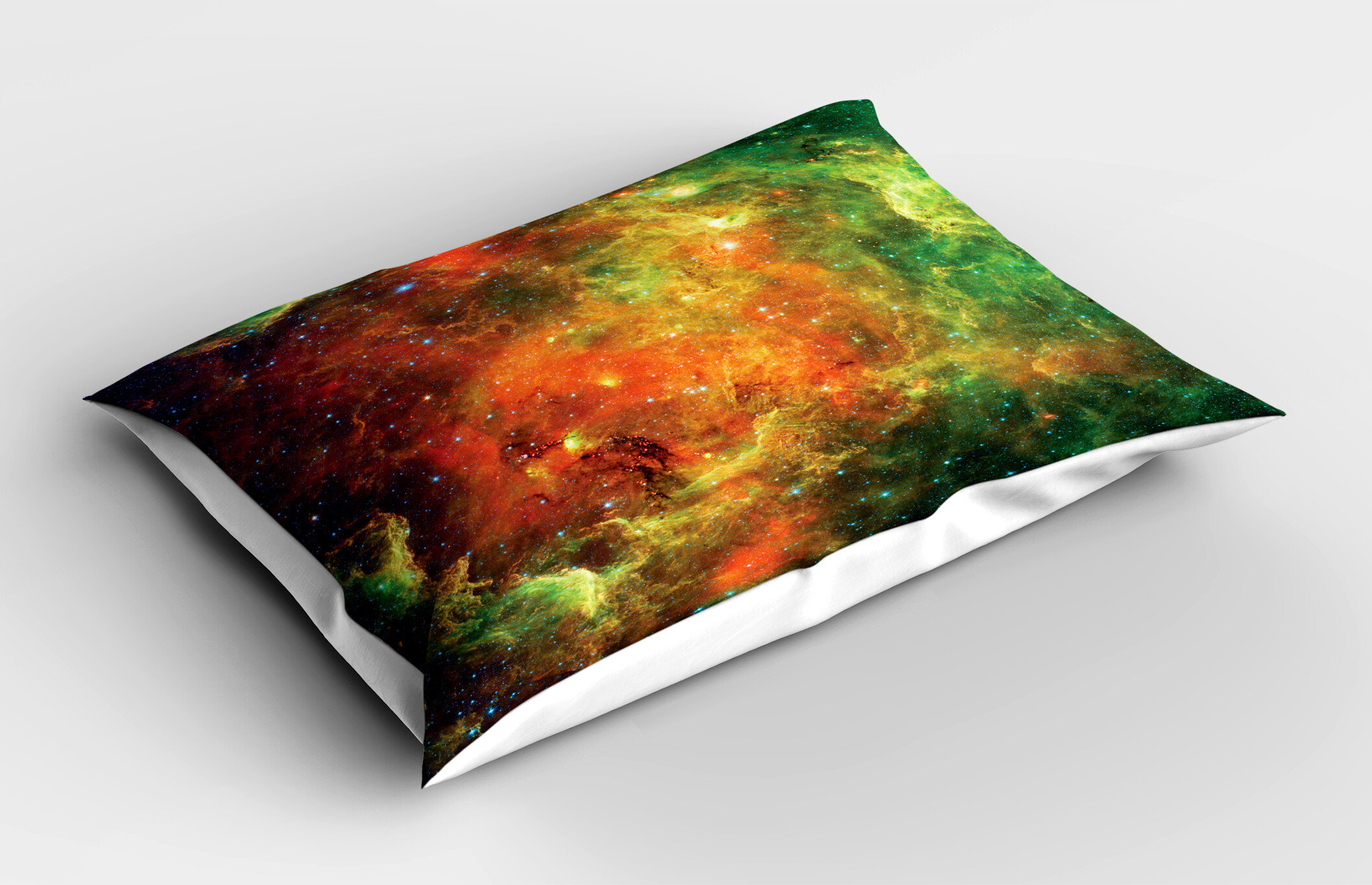 Ambesonne Nebula Pillow Sham 2 Pack Cosmos Space Planet Orange Green ...