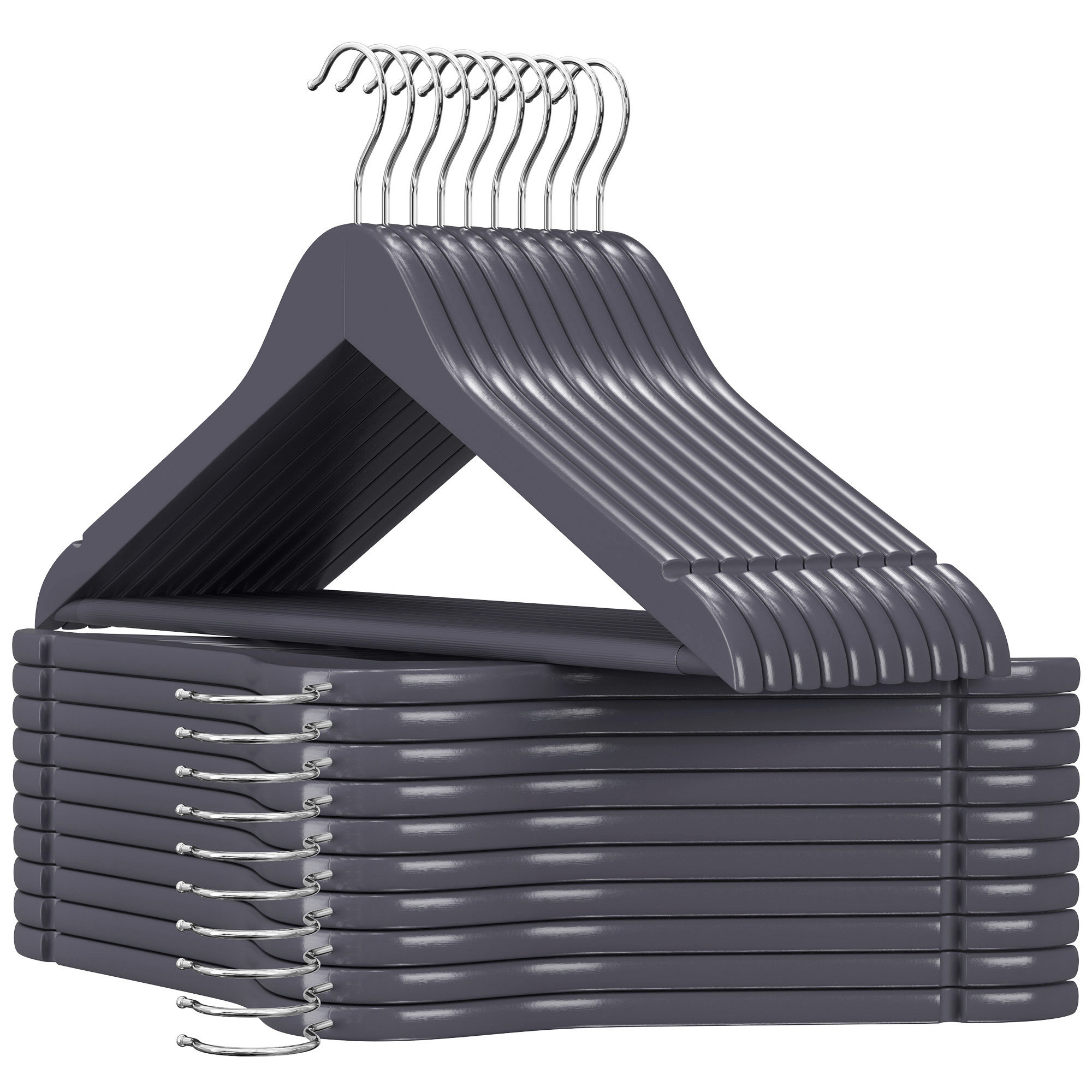 17 Stories Wooden Hangers, Set Of 20, Coat Hangers, Clothes Hangers ...