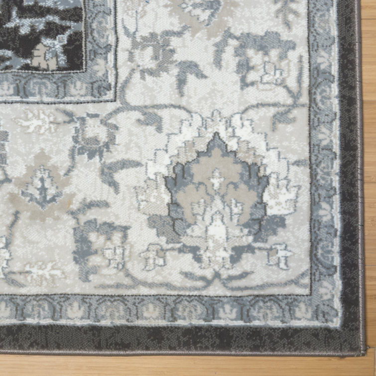 Gertmenian Majestic Welton Traditional Floral Border Taupe/Gray Area ...