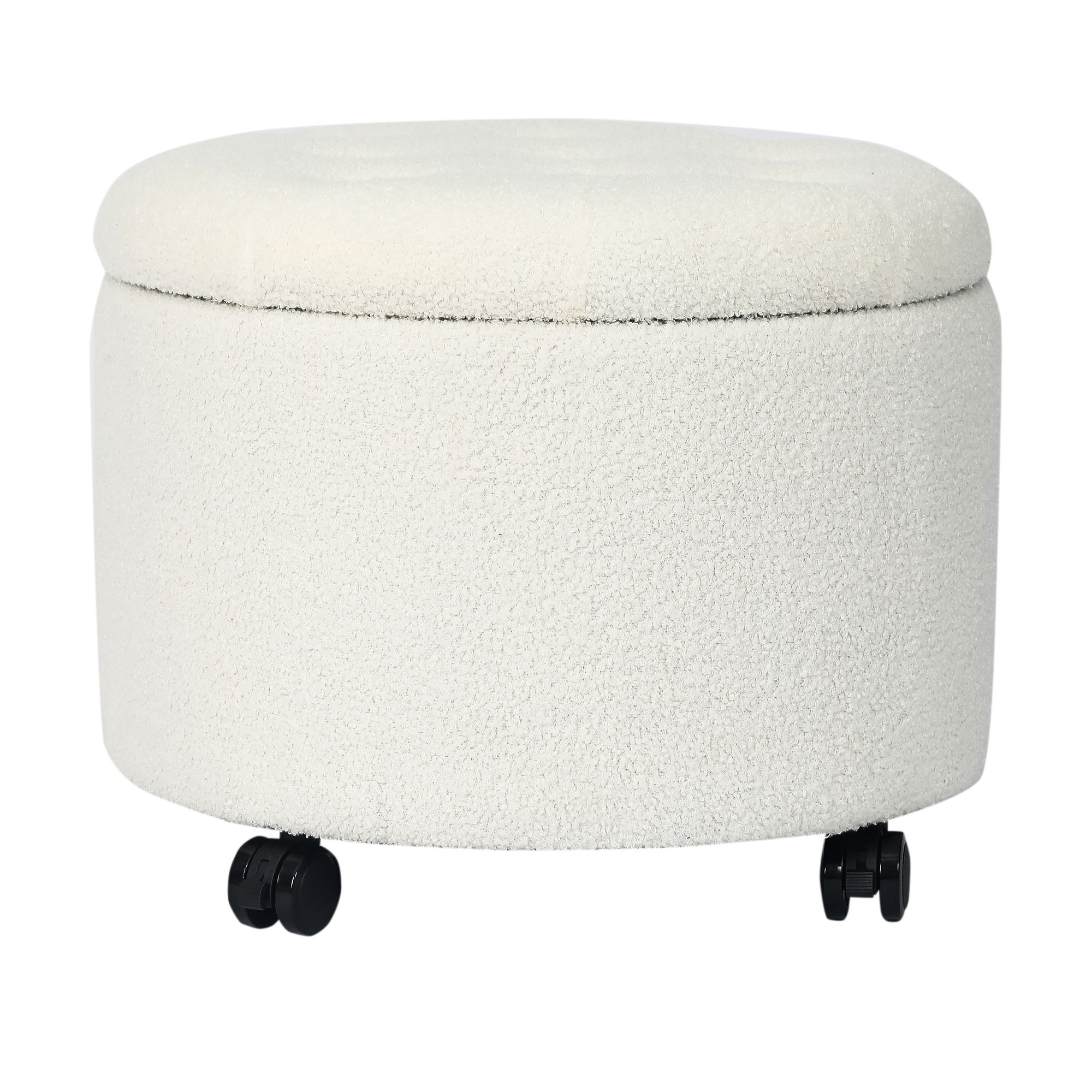 Ebern Designs Round Storage Ottoman With Wheels & Reviews | Wayfair