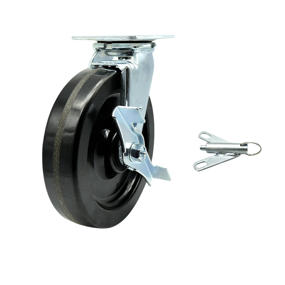 Service Caster Phenolic Caster with Ball Bearing and Brake/Swivel Lock ...
