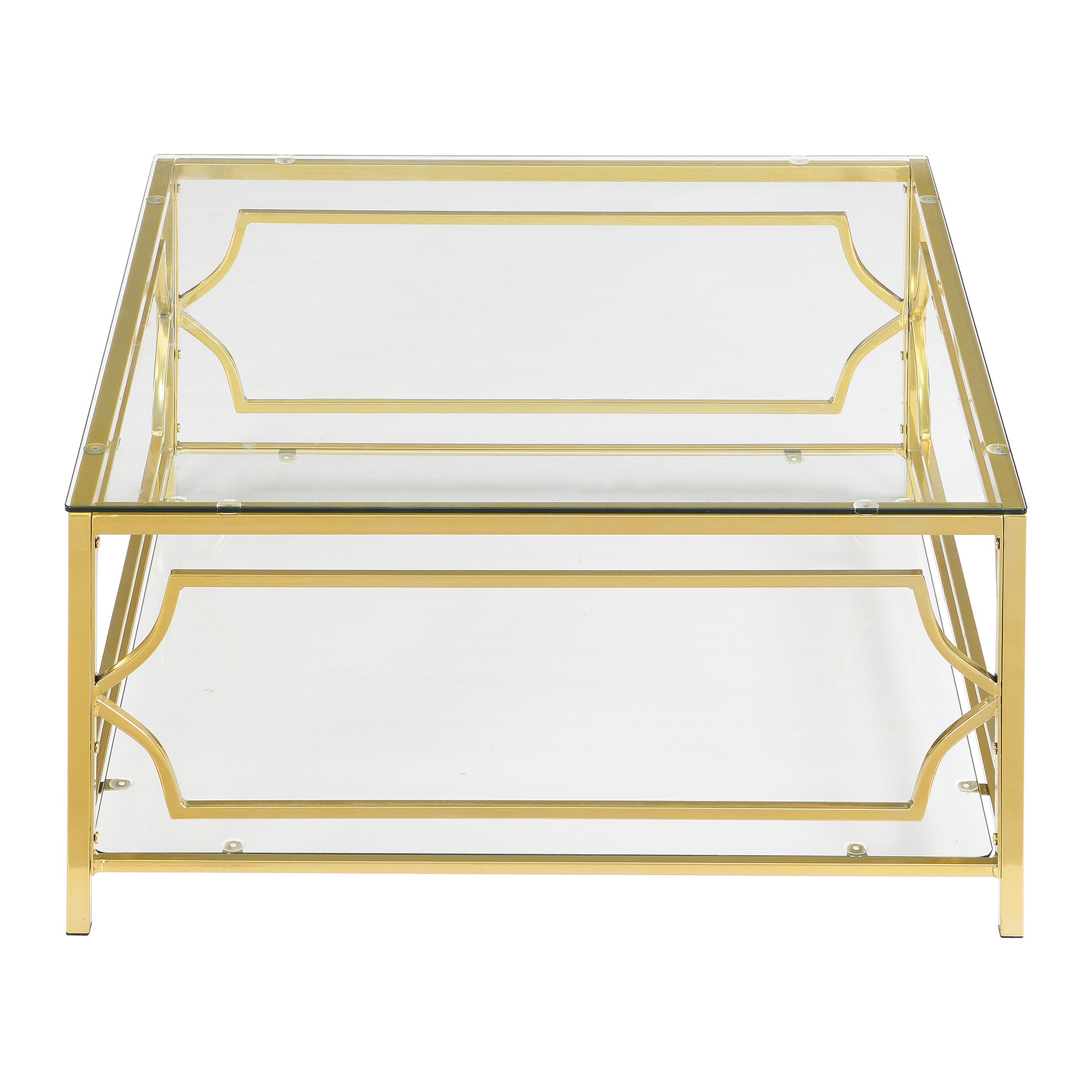 Ivy Bronx 33.5" Modern Square Coffee Table With Tempered Glass And Gold ...