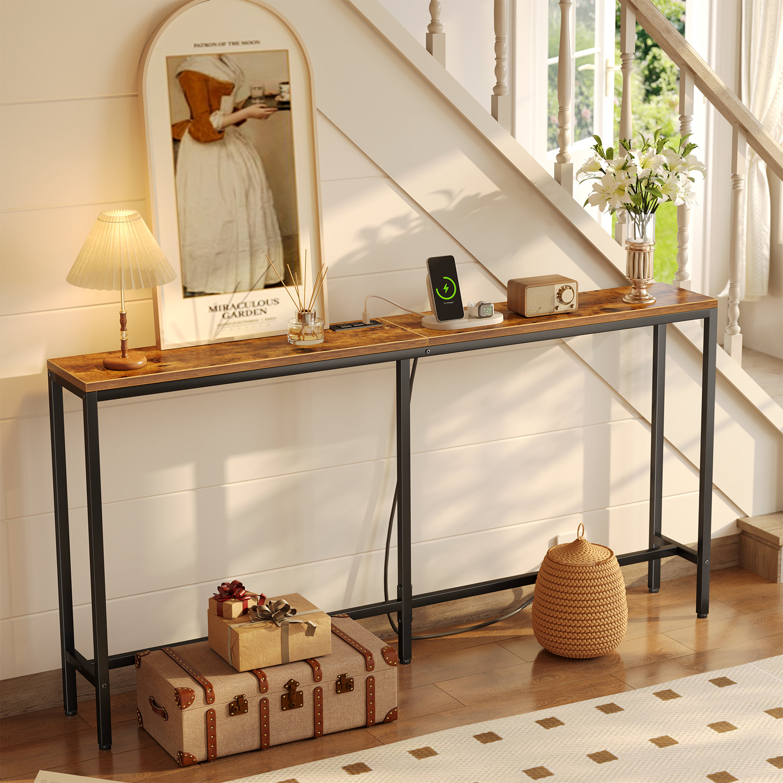 Hokku Designs Shar 63" Narrow Console Table, Entryway Table with Outlet ...