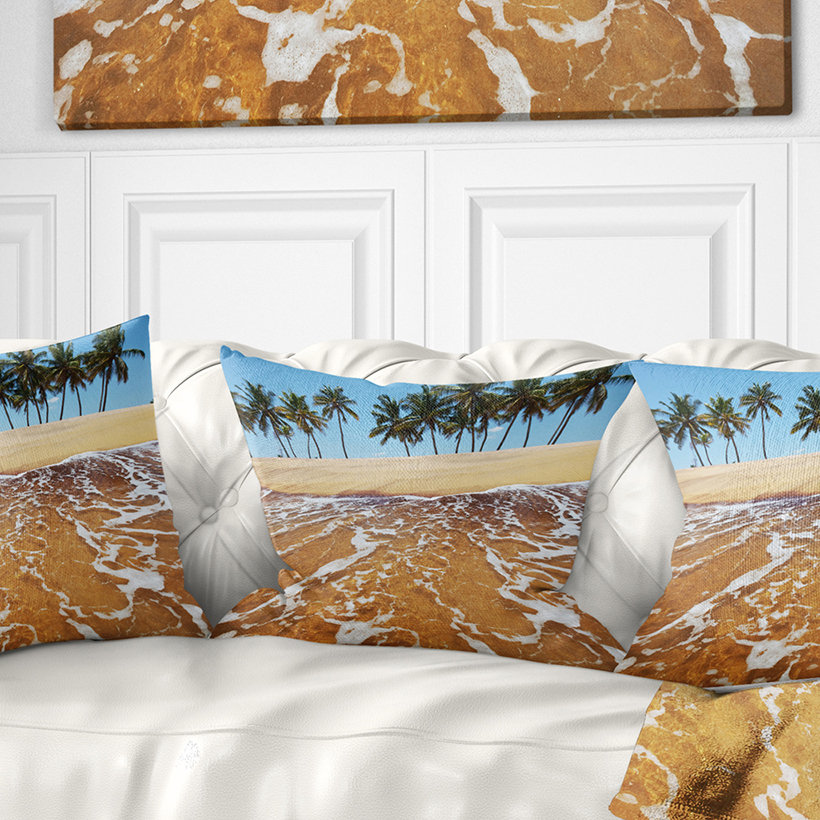 Design Art Tropical Beach with Crystal Waters - Sea & Shore Printed Throw Pillow | Wayfair