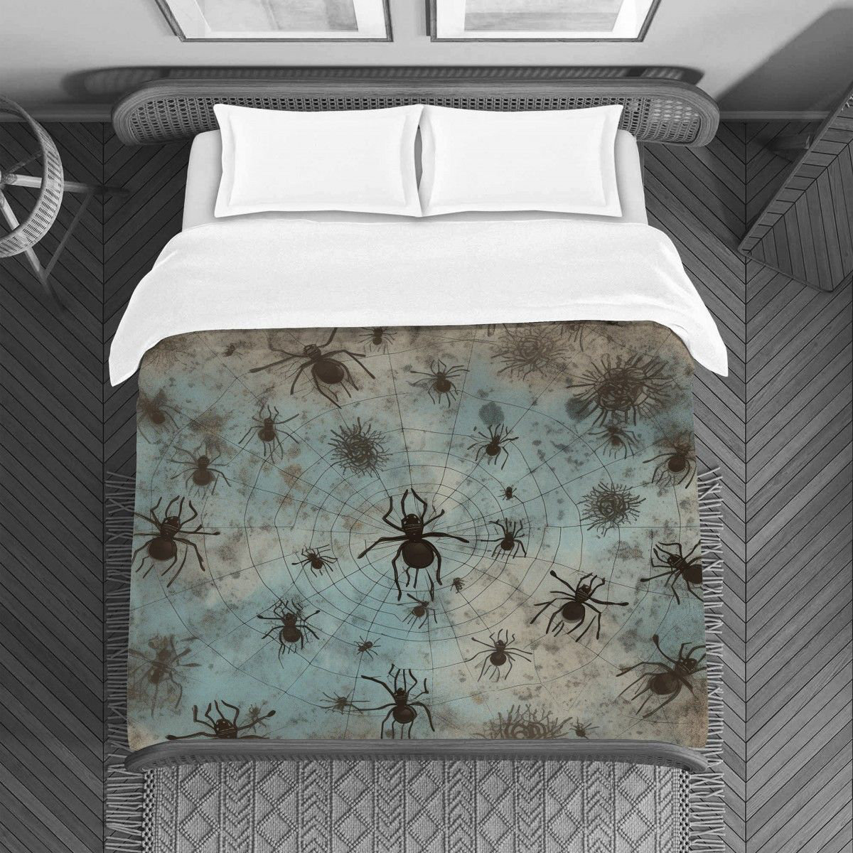 VisionDecor Spider Bedding Insect Duvet Cover Blue | Wayfair