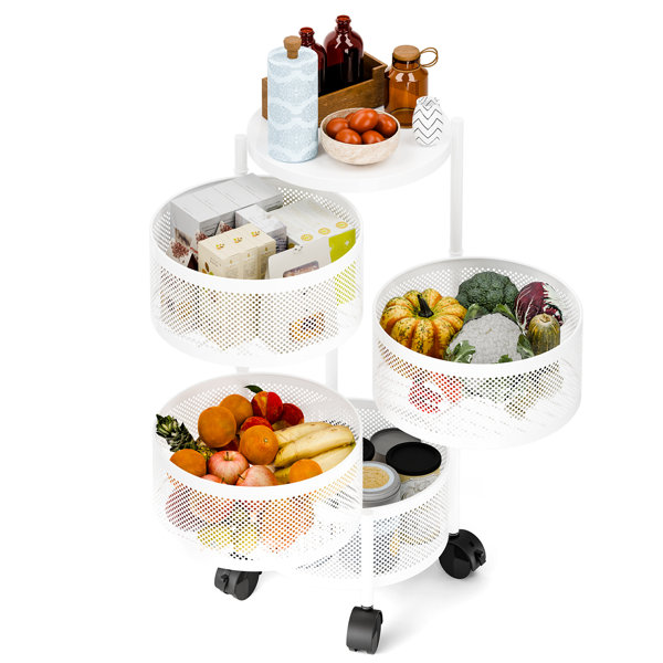 Latitude Run® Rotating Storage Rack,3/4/5 Tier Circular Rotating Basket ...