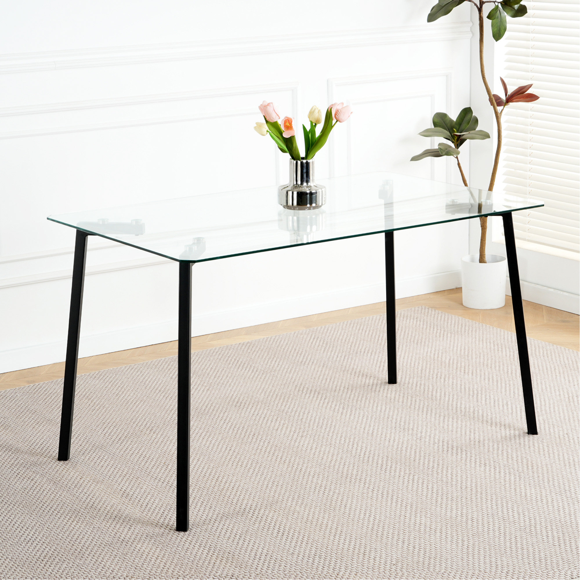 Wrought Studio Modern Minimalist Glass Dining Table With Sleek Design ...