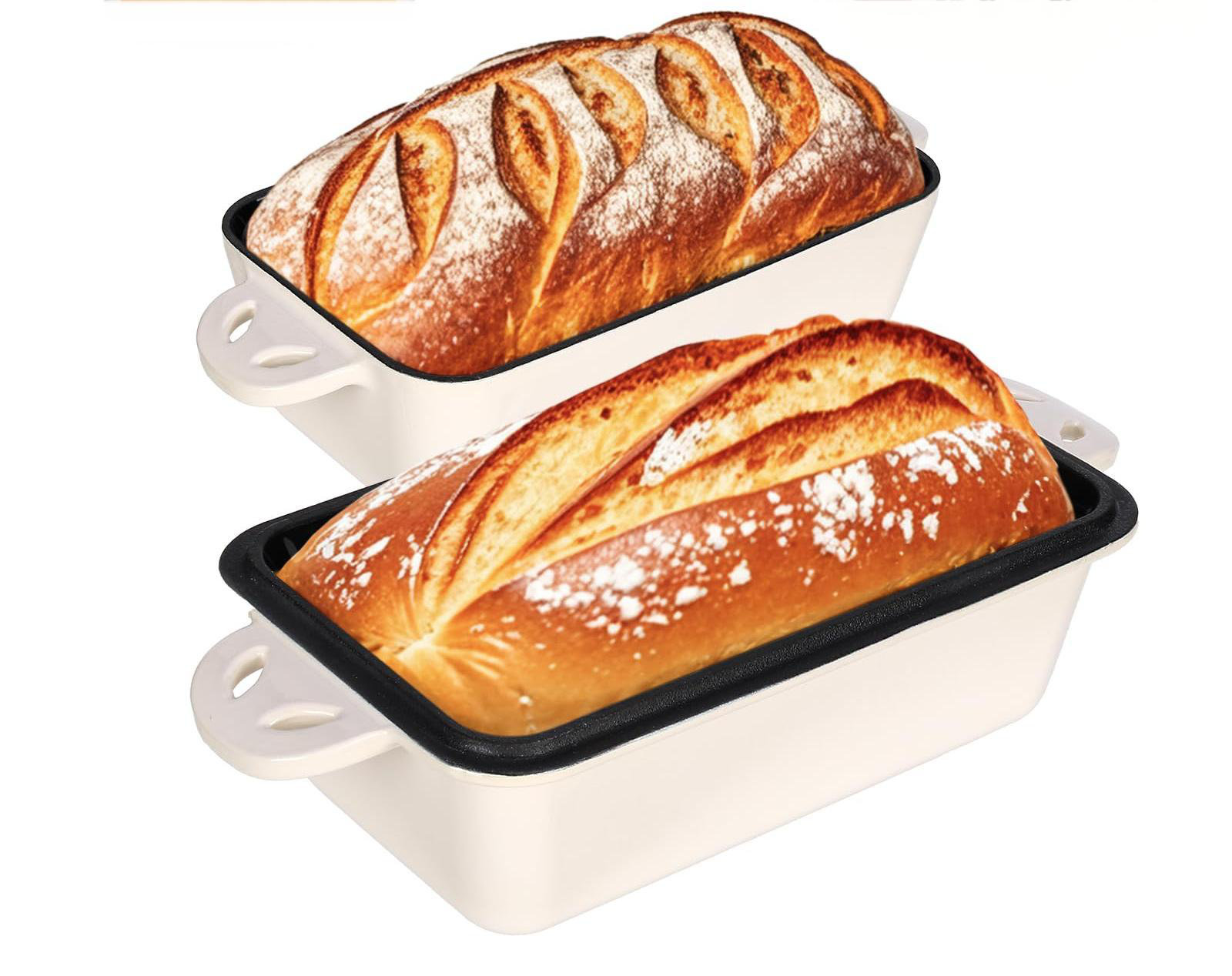 QUANMIANWANGLUO Enameled Cast Iron Loaf Pan With Lid,2 In 1 Bread Pan ...