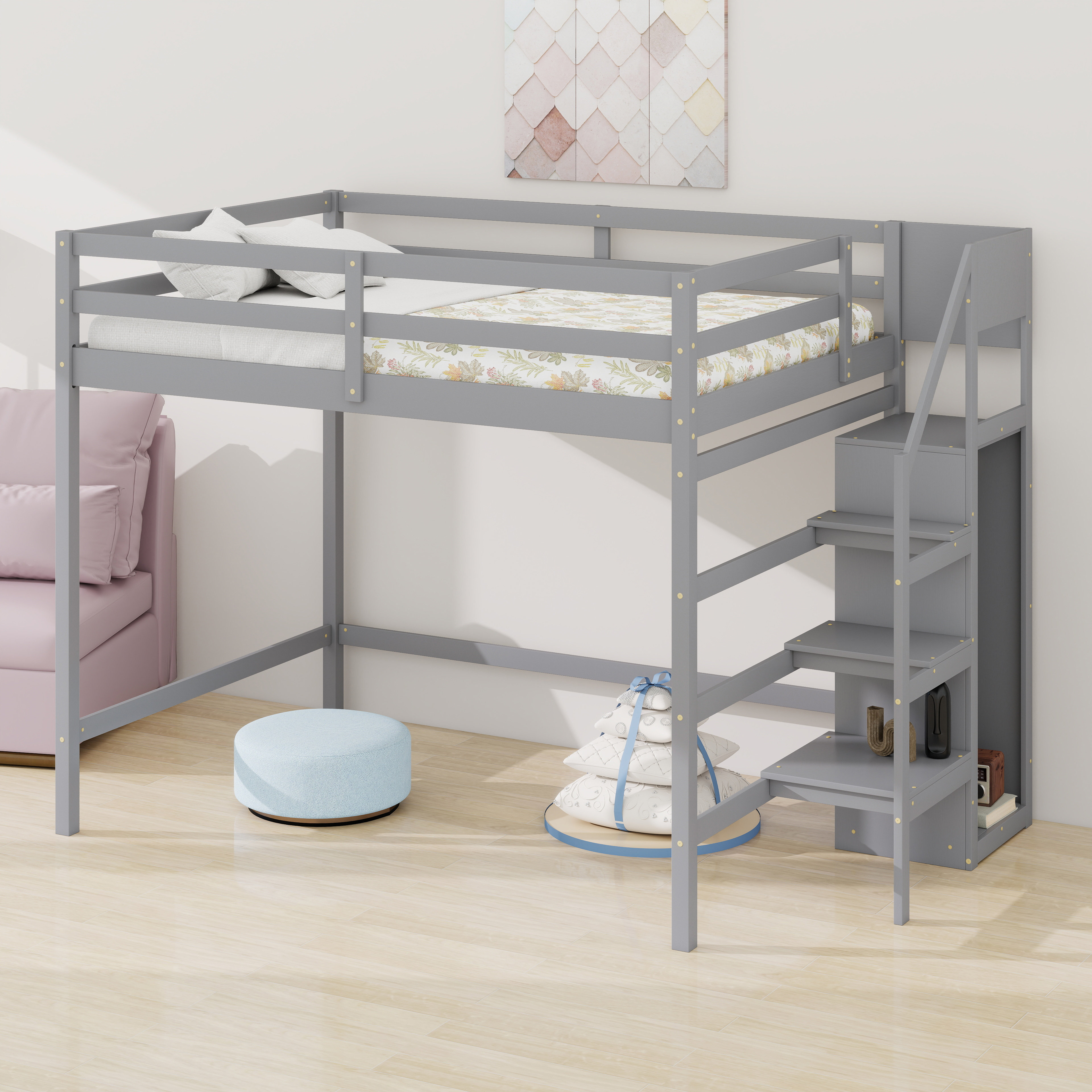 Latitude Run® Maximize Space Loft Bed With Built-In Storage Wardrobe ...