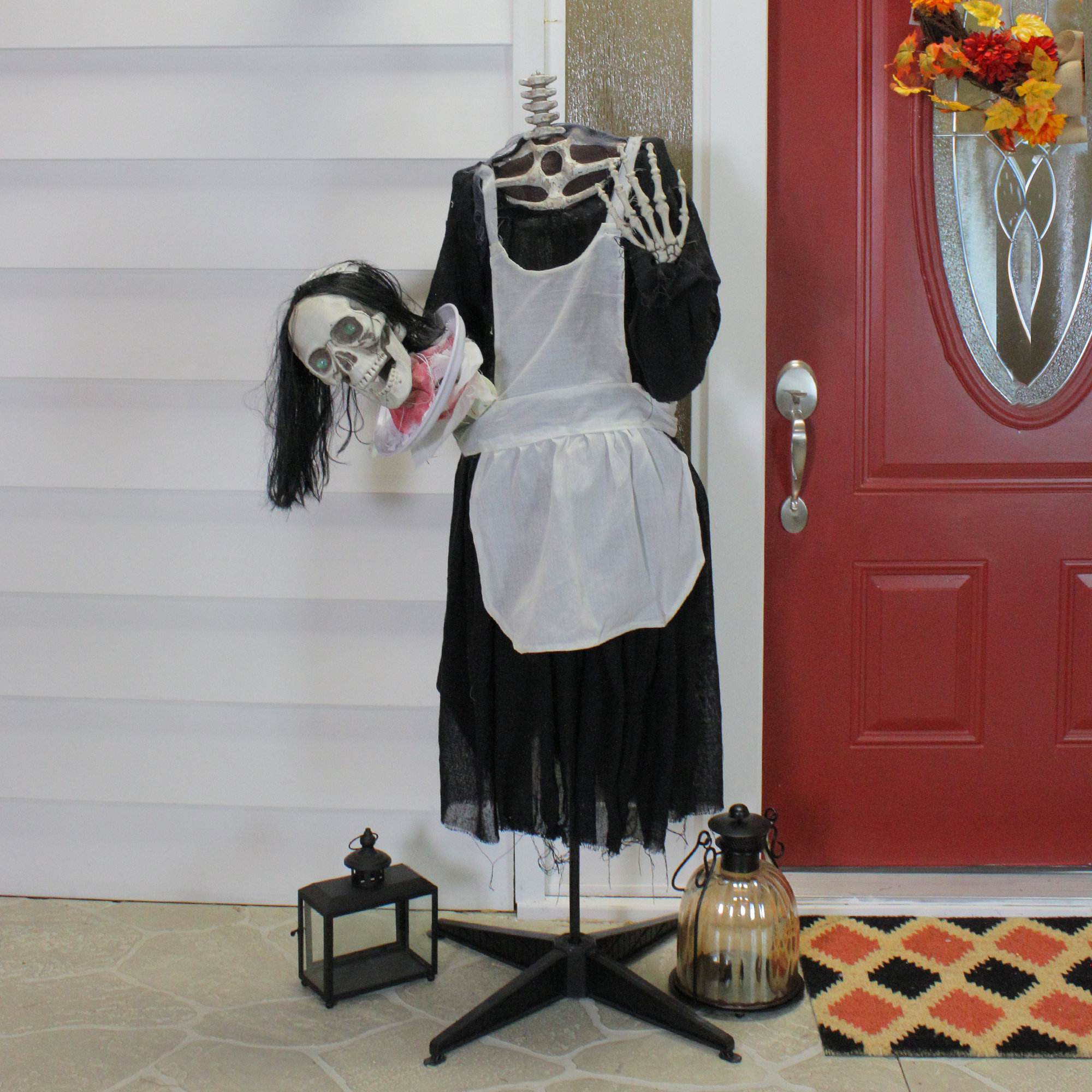 Northlight Seasonal 57" Animated LED Lighted Head-in-Hand Skeleton Maid ...