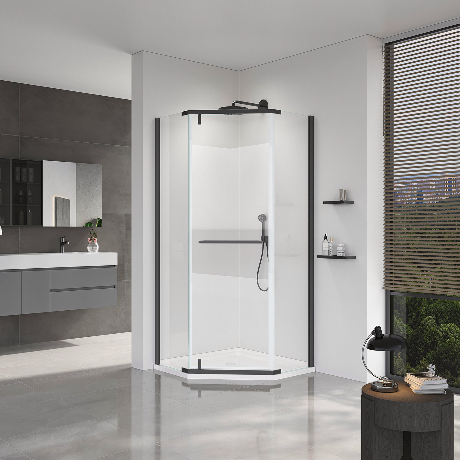 Rongeng Pivot shower door, with 1/4" (6MM) tempered glass for Bathroom ...