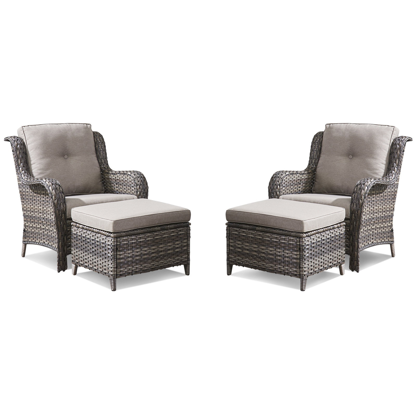 Wildon Home® Bonia Makenzley Patio Chair with Cushions and Ottoman ...