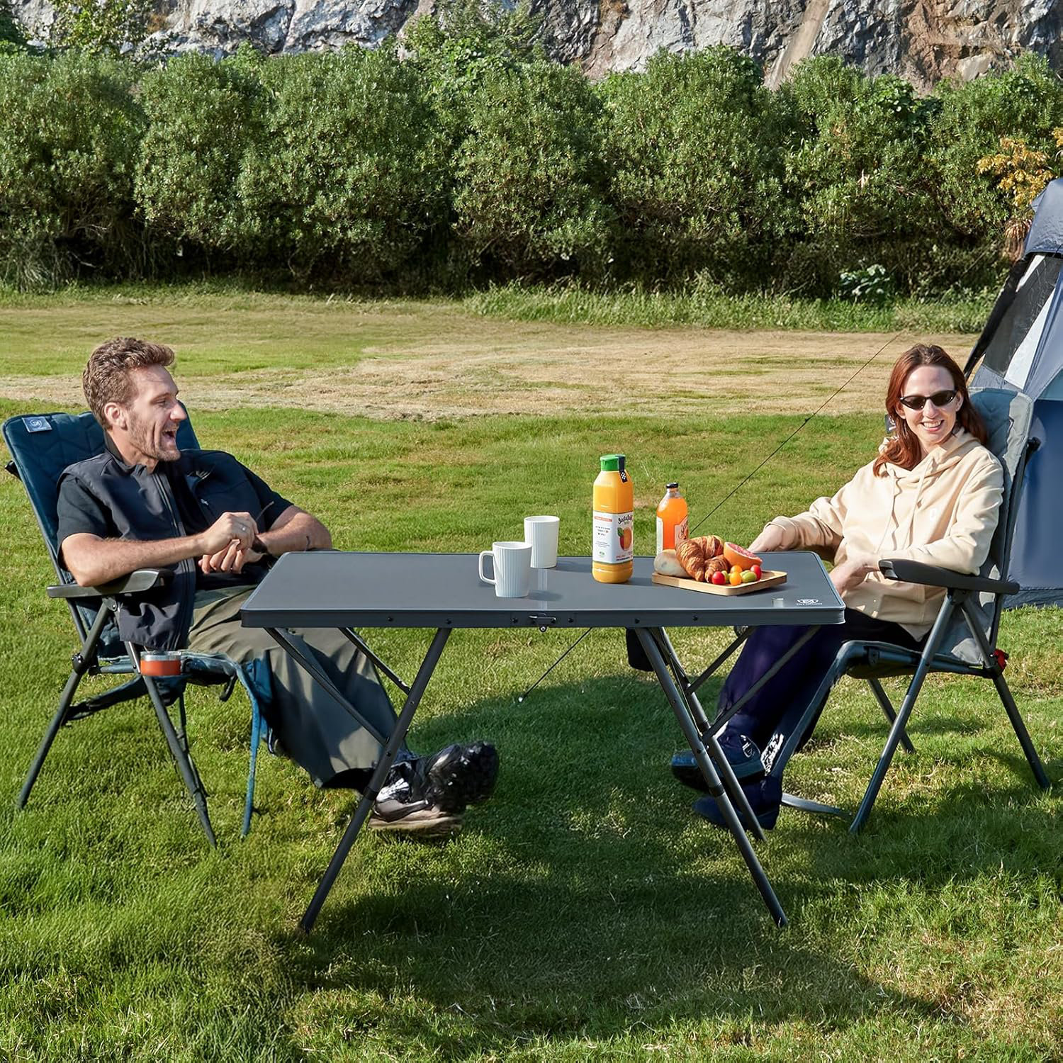 BONLOD Large Camping Table For 4-6 Person Portable Folding Aluminum ...