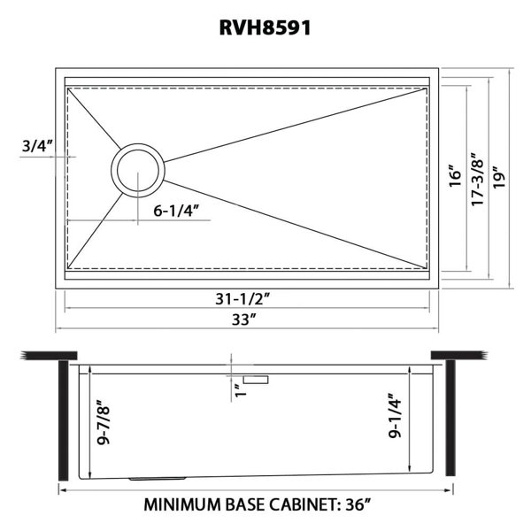 Ruvati 33" L x 19" W Undermount Kitchen Sink & Reviews | Perigold