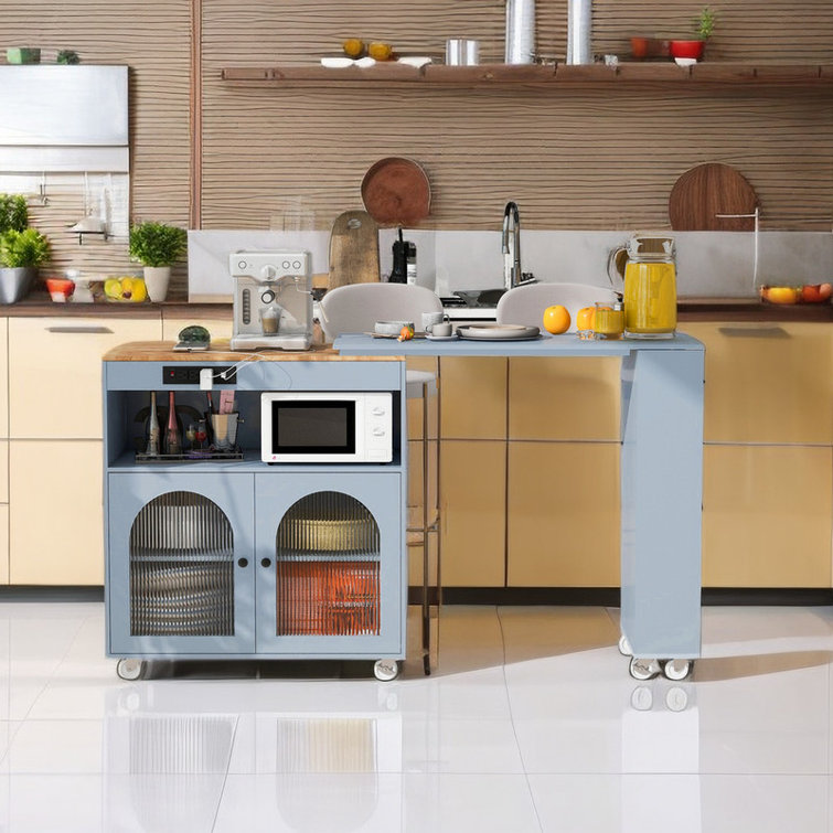 Wrought Studio Cambell Solid Wood Top Kitchen Island | Wayfair