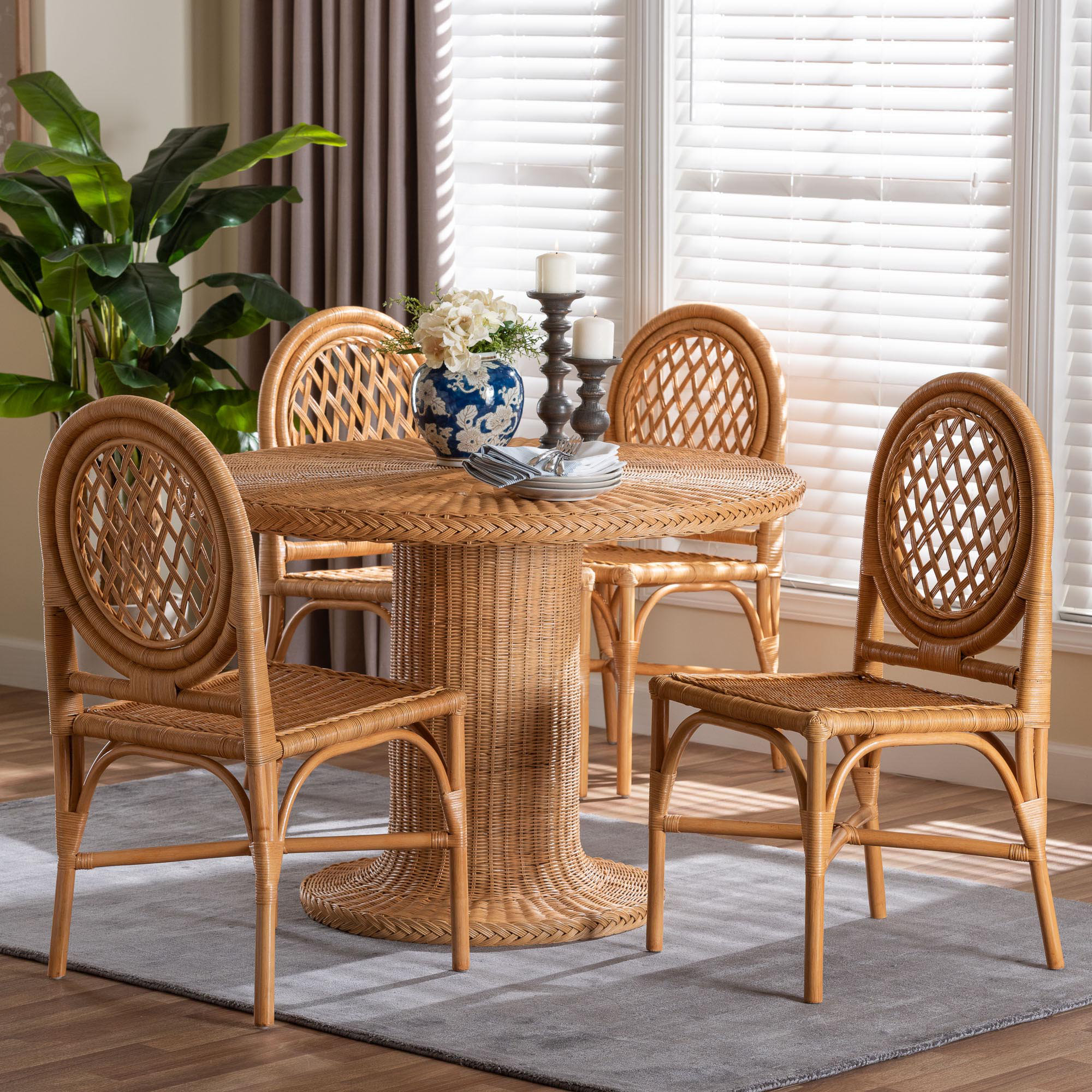 Bungalow Rose Bali & Pari Winslow 5-Piece Rattan Dining Set - Round ...