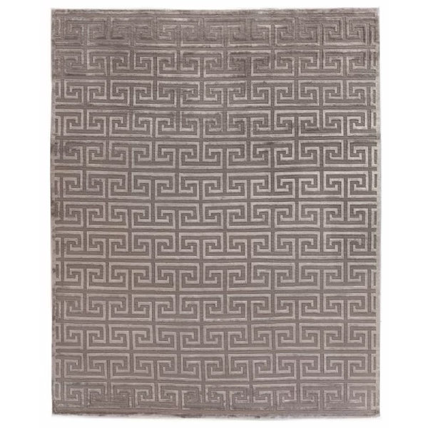 Exquisite Rugs Metro Velvet Geometric Hand Knotted Taupe/Gray Area Rug ...