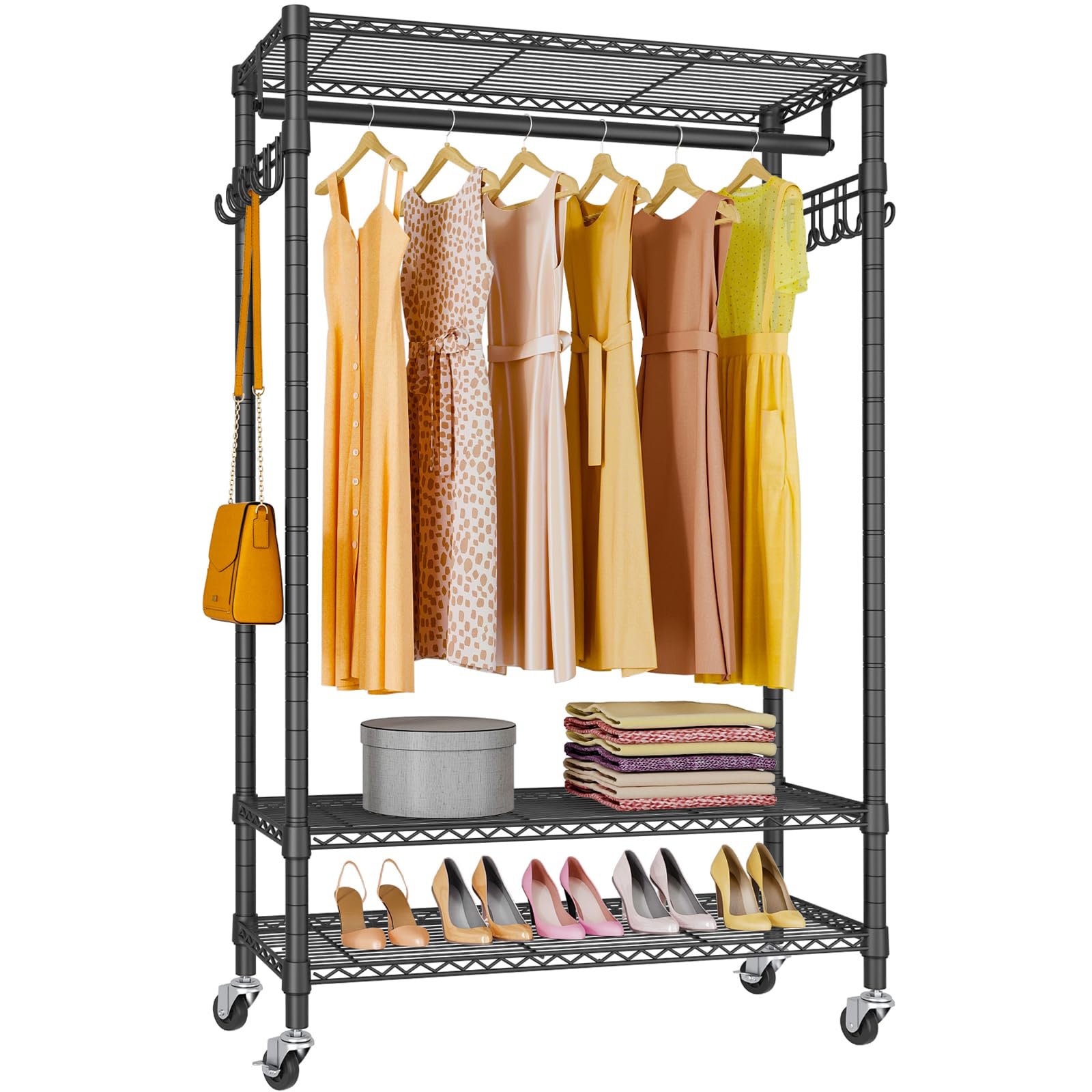 chuangyanUS Rolling Clothing Rack Heavy Duty Garment Rack For Hanging ...