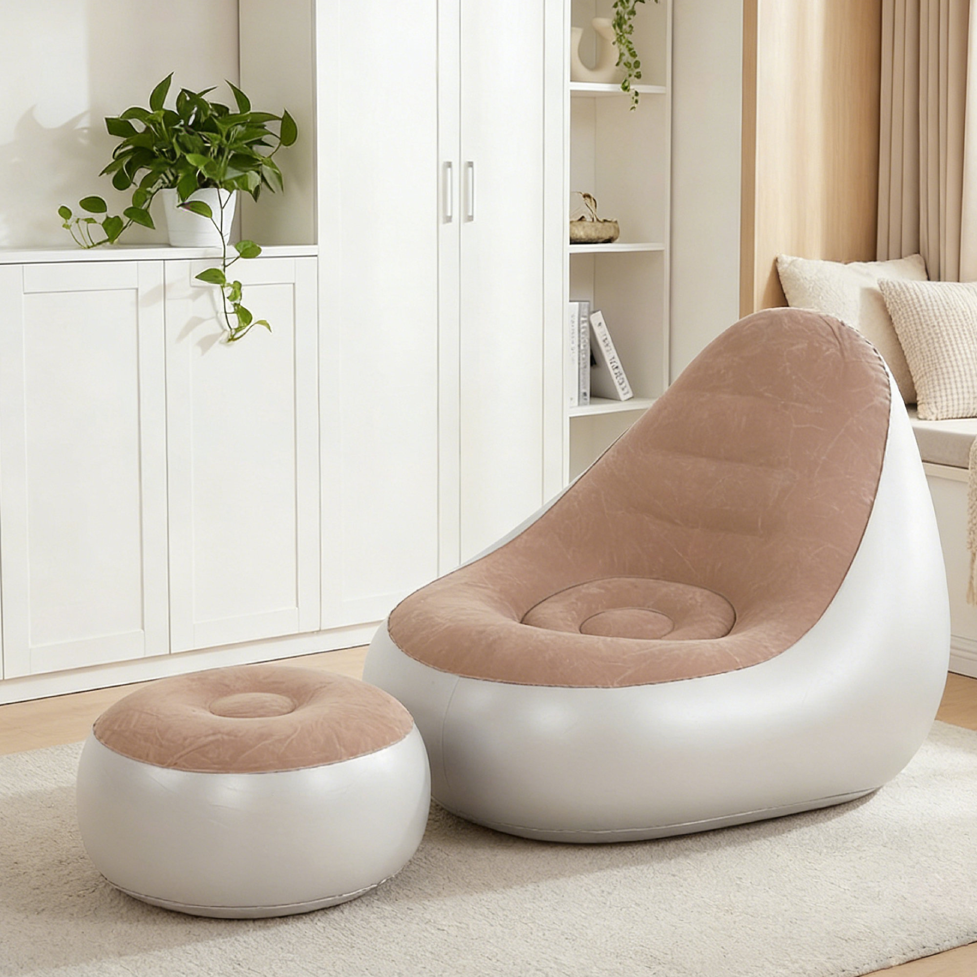 Wrought Studio™ Accent Chair, Inflatable Lounge With Foot Stool PVC ...