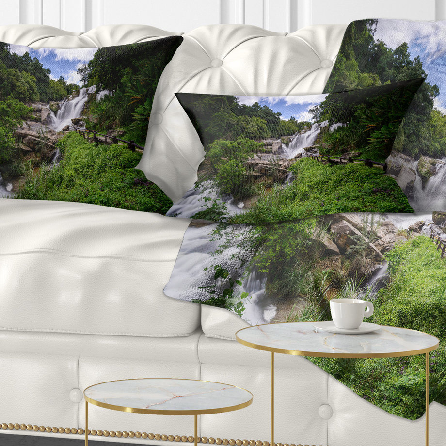 Design Art Mae Klang Waterfall Thailand - Landscape Printed Pillow ...